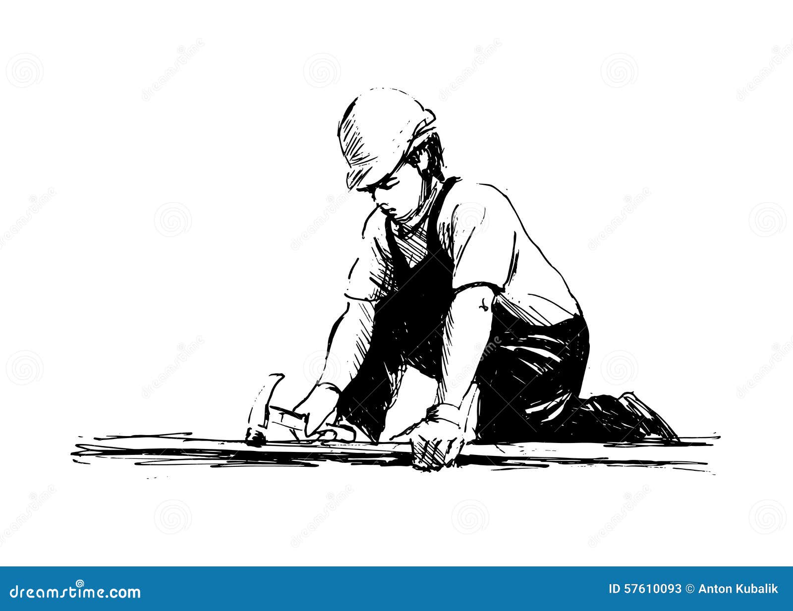 Hand Sketch Worker Stock Vector - Image: 57610093