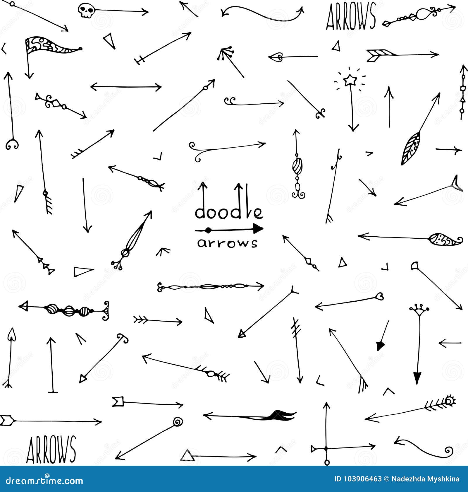 Hand Sketched Doodle Simple Arrows Stock Vector - Illustration of ...