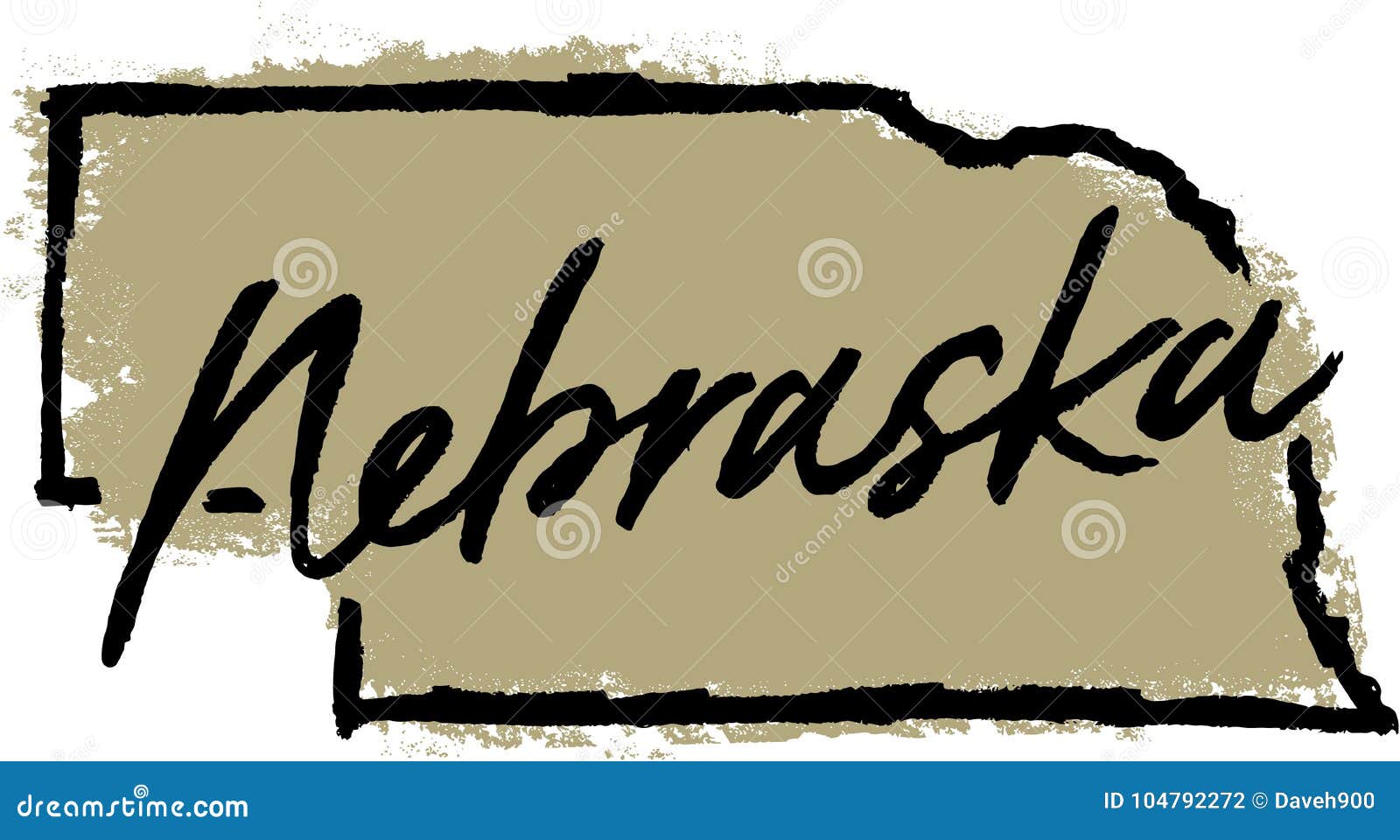 Hand Drawn Nebraska State Design Stock Vector - Illustration of state ...