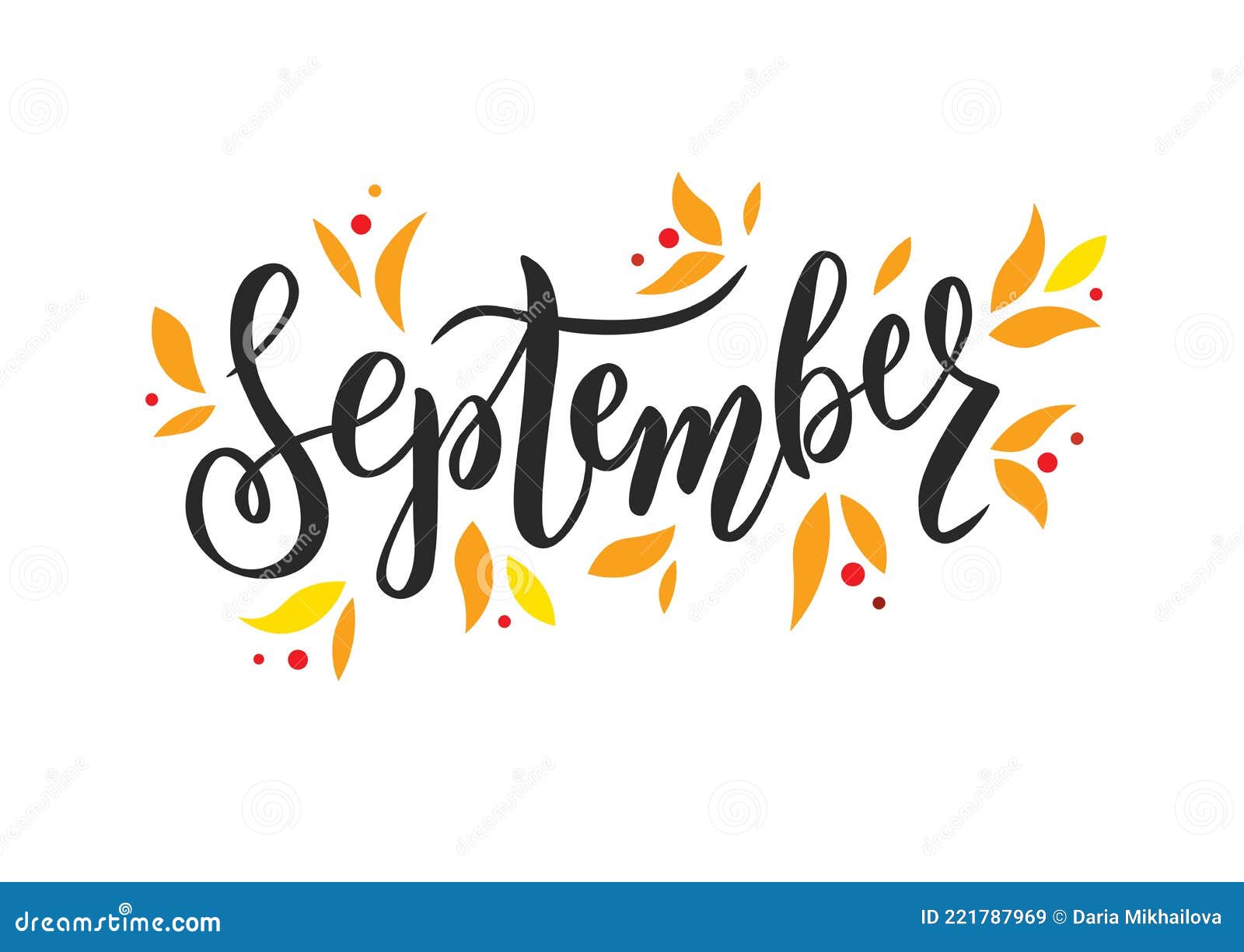 Hand Sketched September Text. Lettering Typography Stock Vector ...