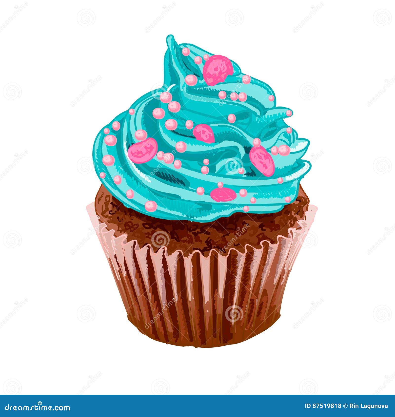 Hand-sketched VECTOR Cupcake with Purple Cream Stock Vector ...