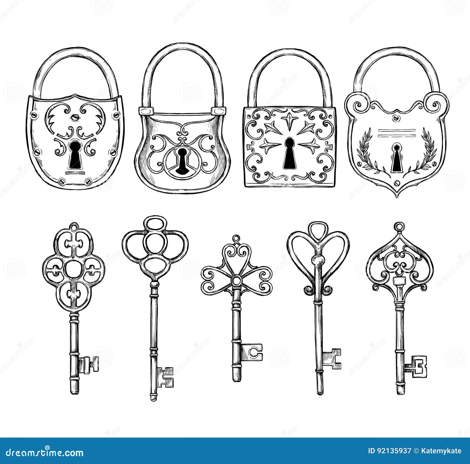Vintage Lock Drawing
