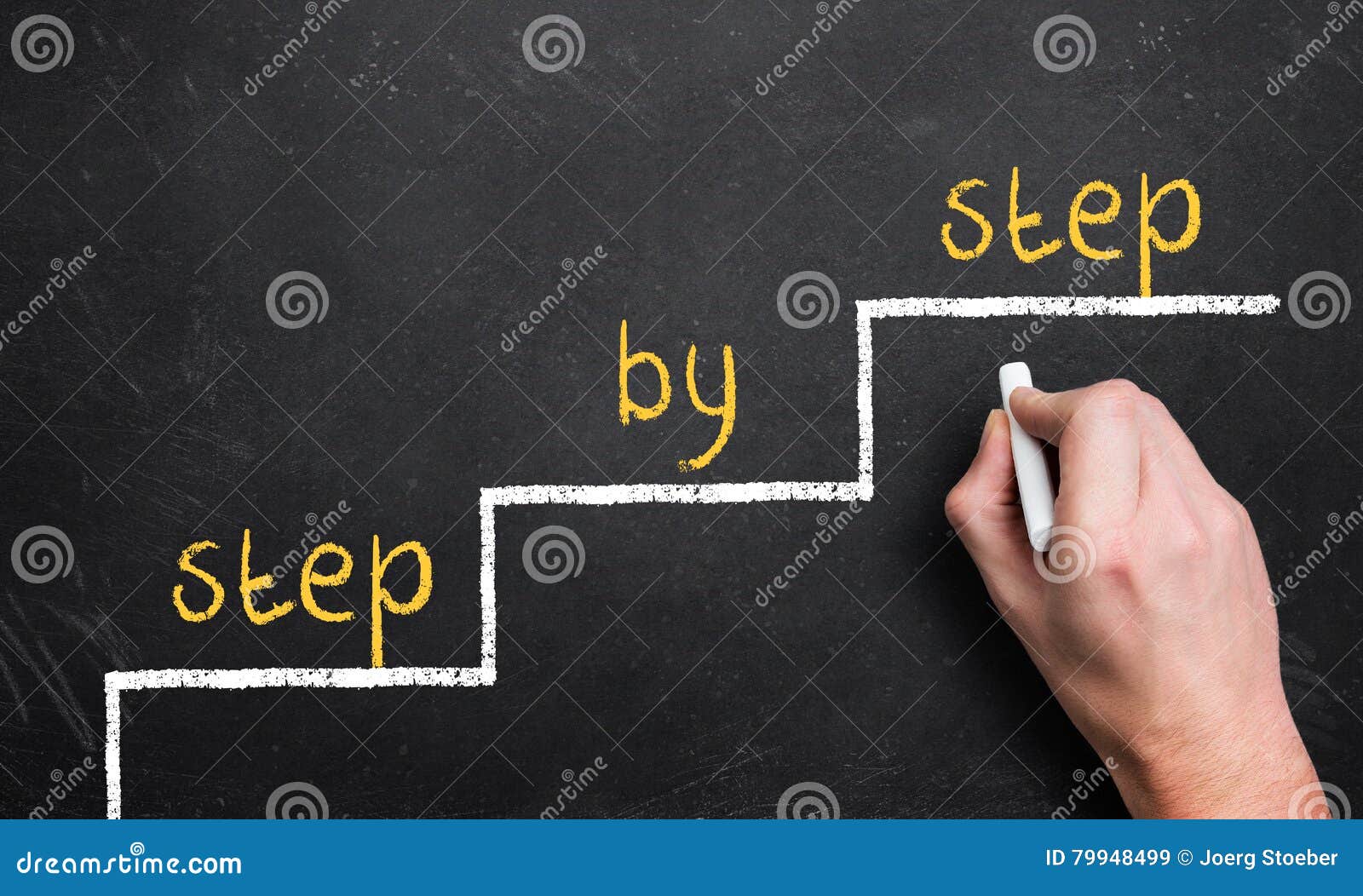 Hand Sketching a Stair and the Slogan: Step by Step Stock Image - Image ...