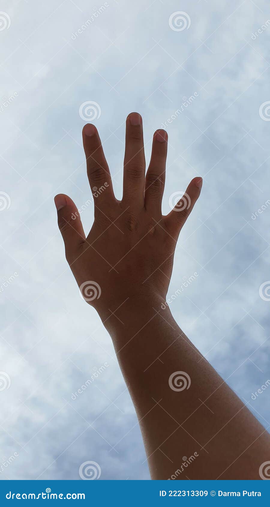 Hand in the sky huhuh stock image. Image of hand, cloud - 222313309