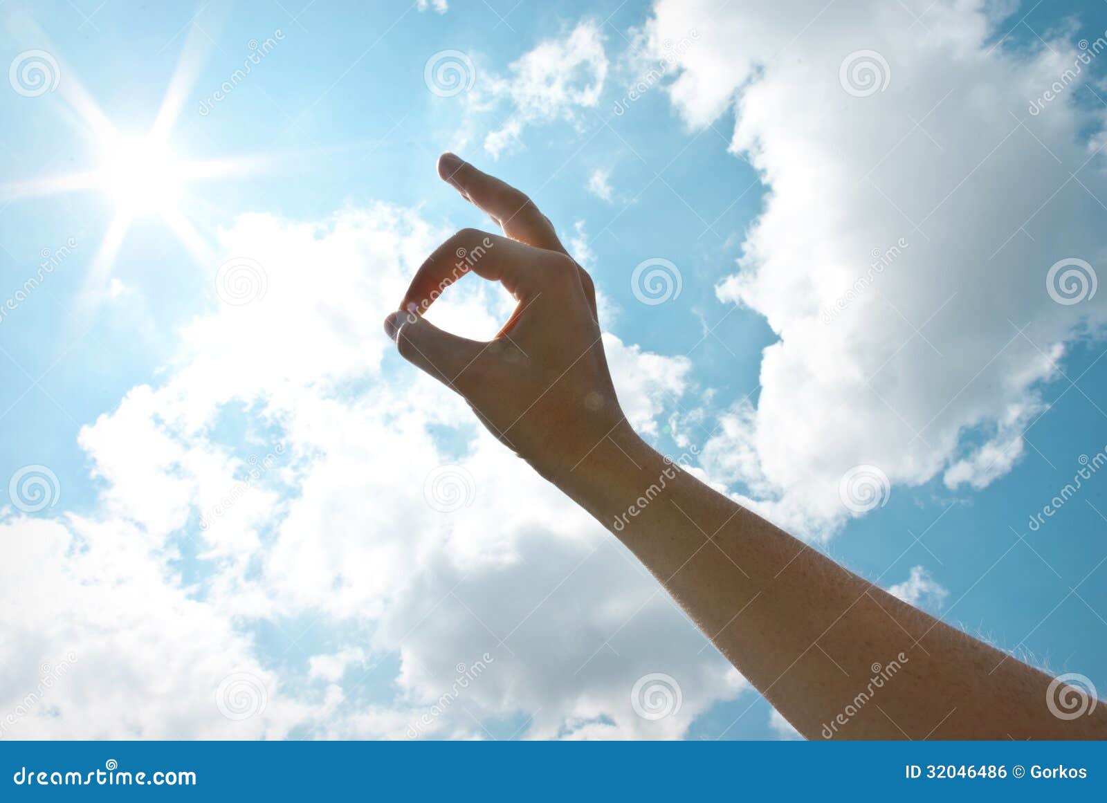 Hand in the sky stock photo. Image of gesturing, happy - 32046486