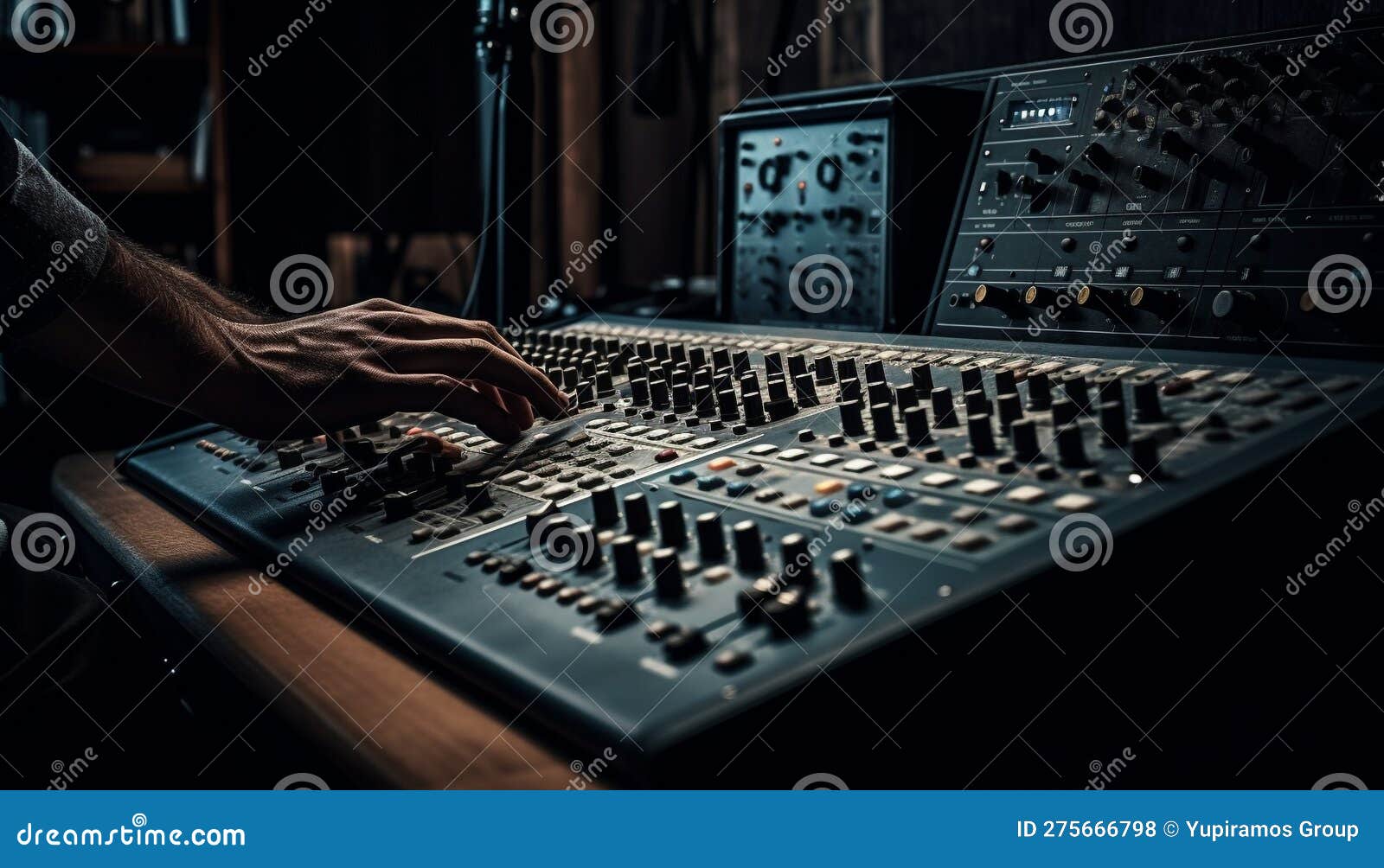 Hand Sliding Knob on Sound Mixer Panel Generated by AI Stock ...