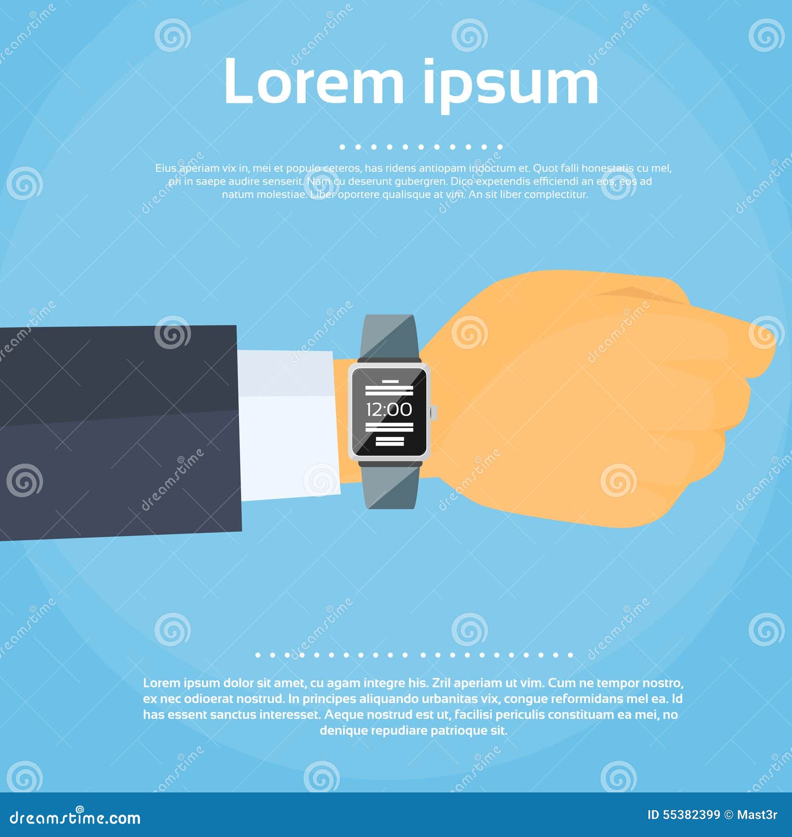 Hand Smart Watch Business Man Flat Vector Stock Vector - Illustration ...