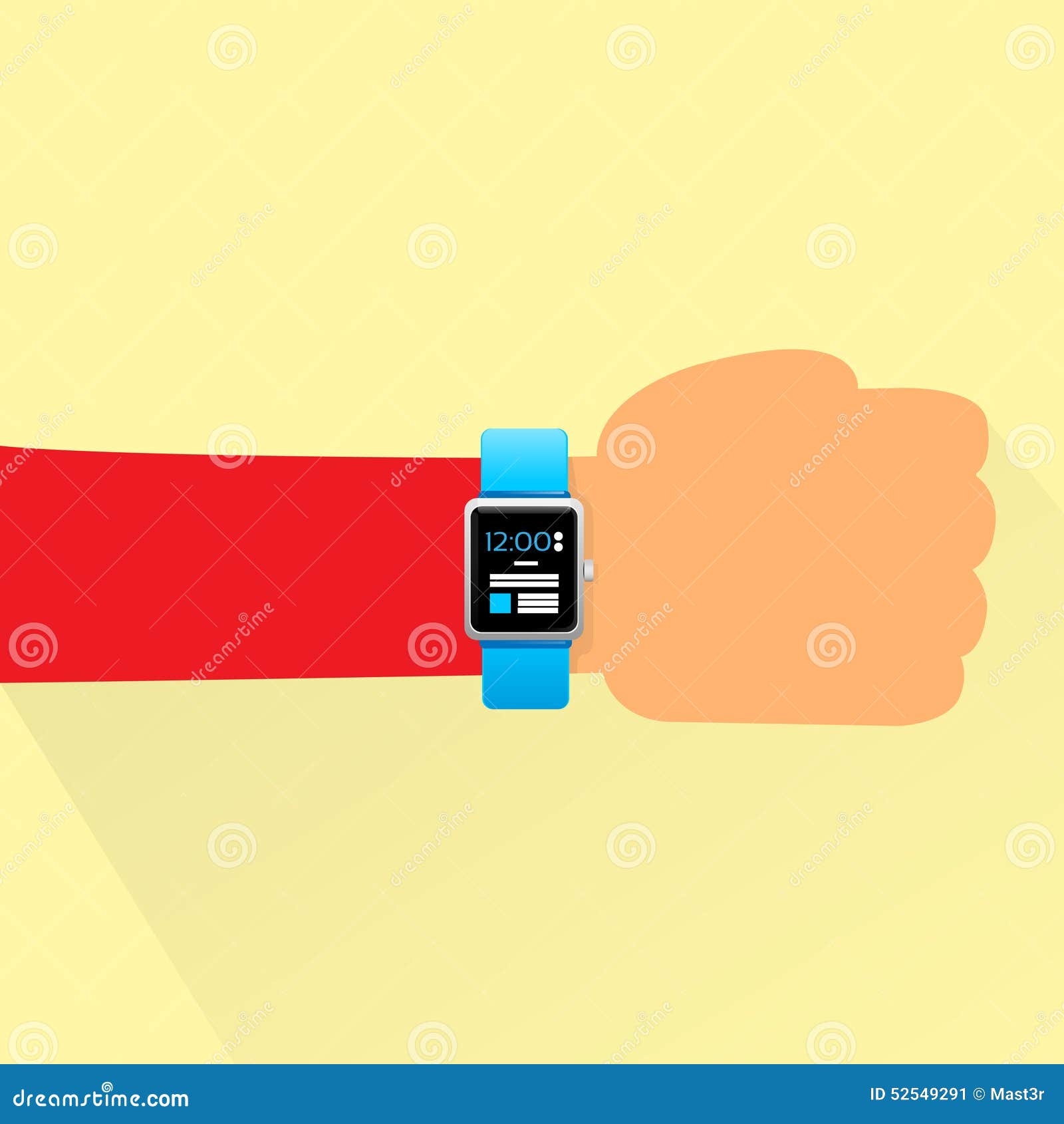 Hand Smart Watch Flat Design Shadow Vector Stock Vector - Illustration ...