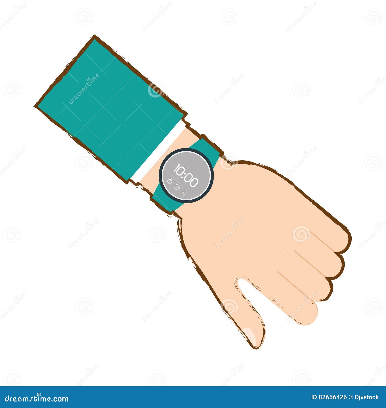 Hand with Smart Watch Timer Technology Stock Illustration ...