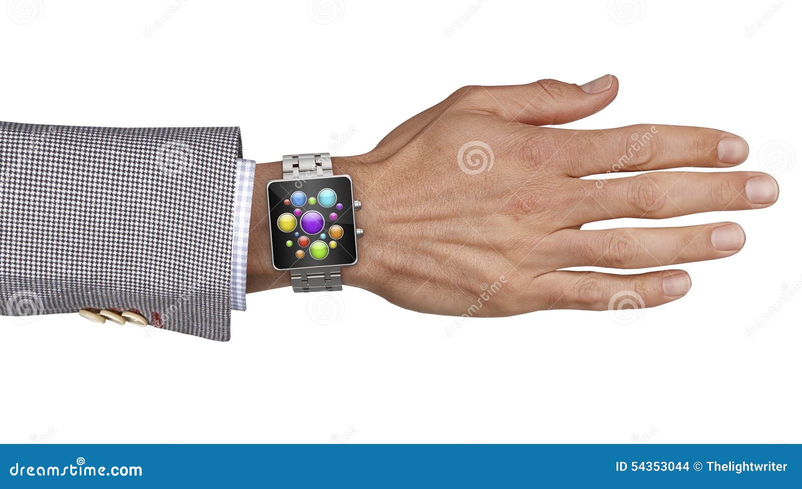 Hand with Smart Watch and Touch Screen Stock Photo - Image of ...
