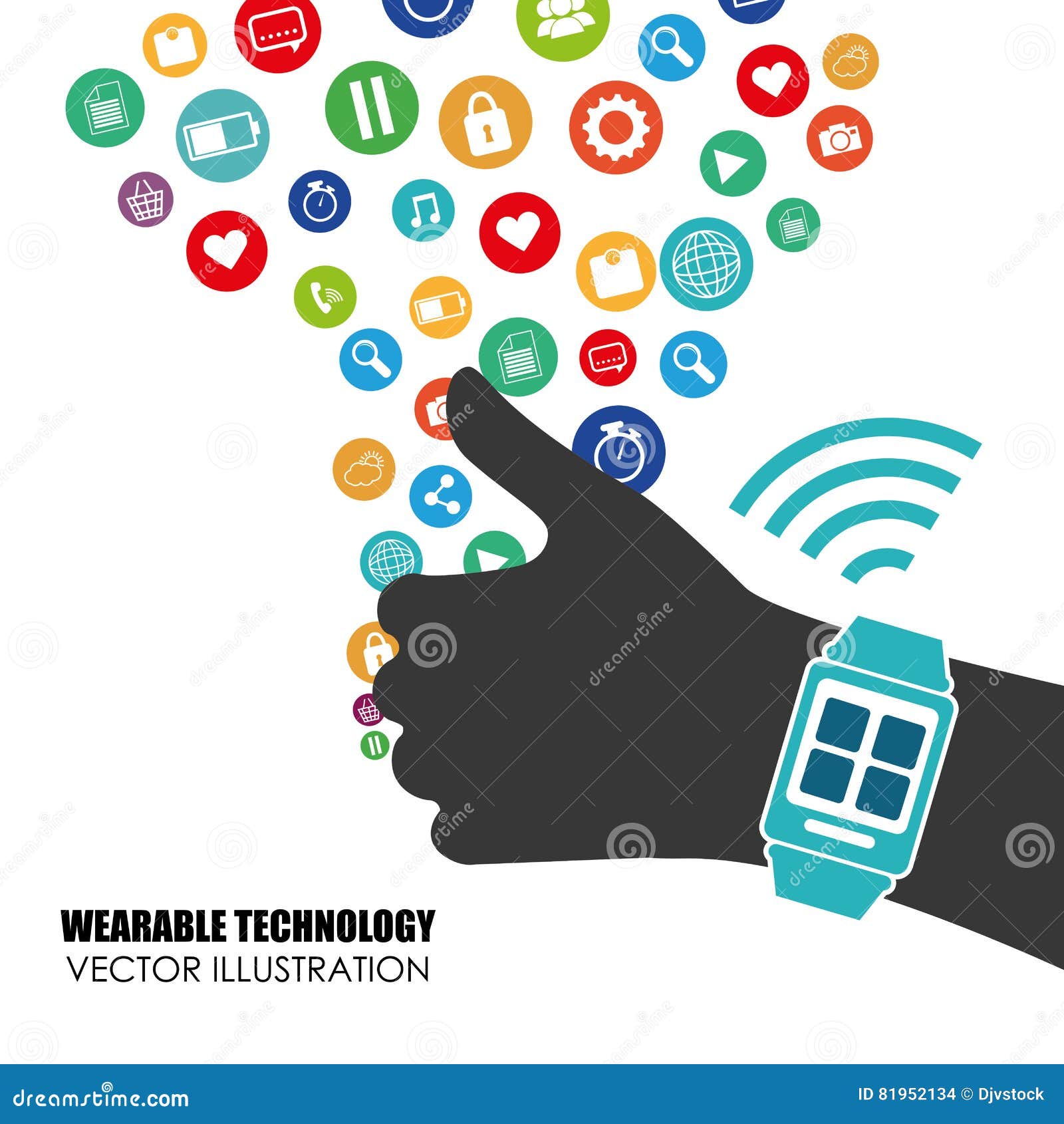 Hand Smart Watch Wearable Technology Stock Vector - Illustration of ...