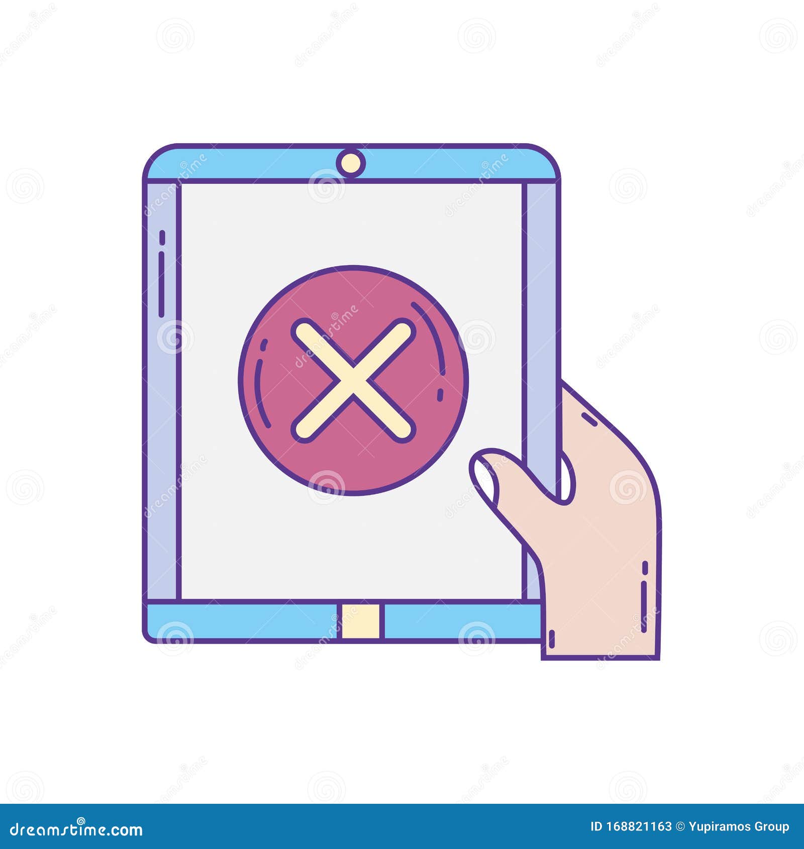 Hand with Smartphone Error , Phone Fill and Line Stock Vector ...