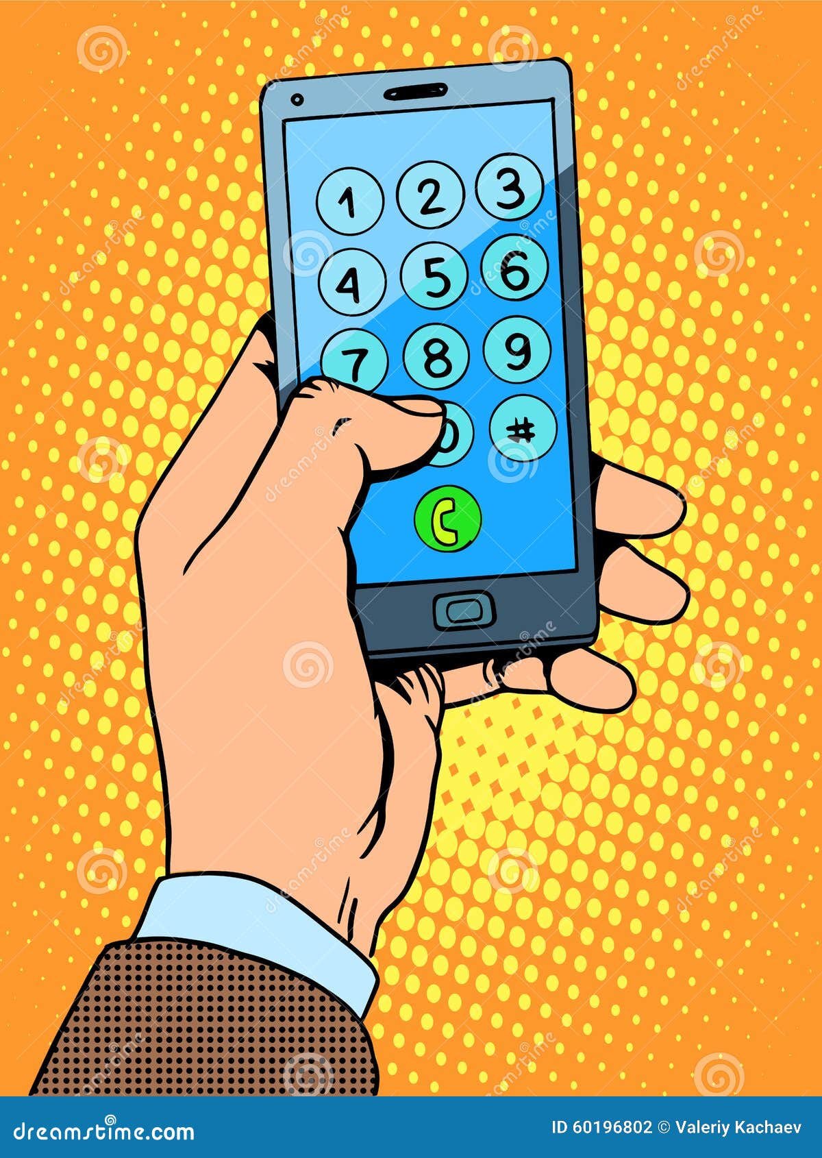 Hand Smartphone Phone Number Stock Vector - Illustration of style ...