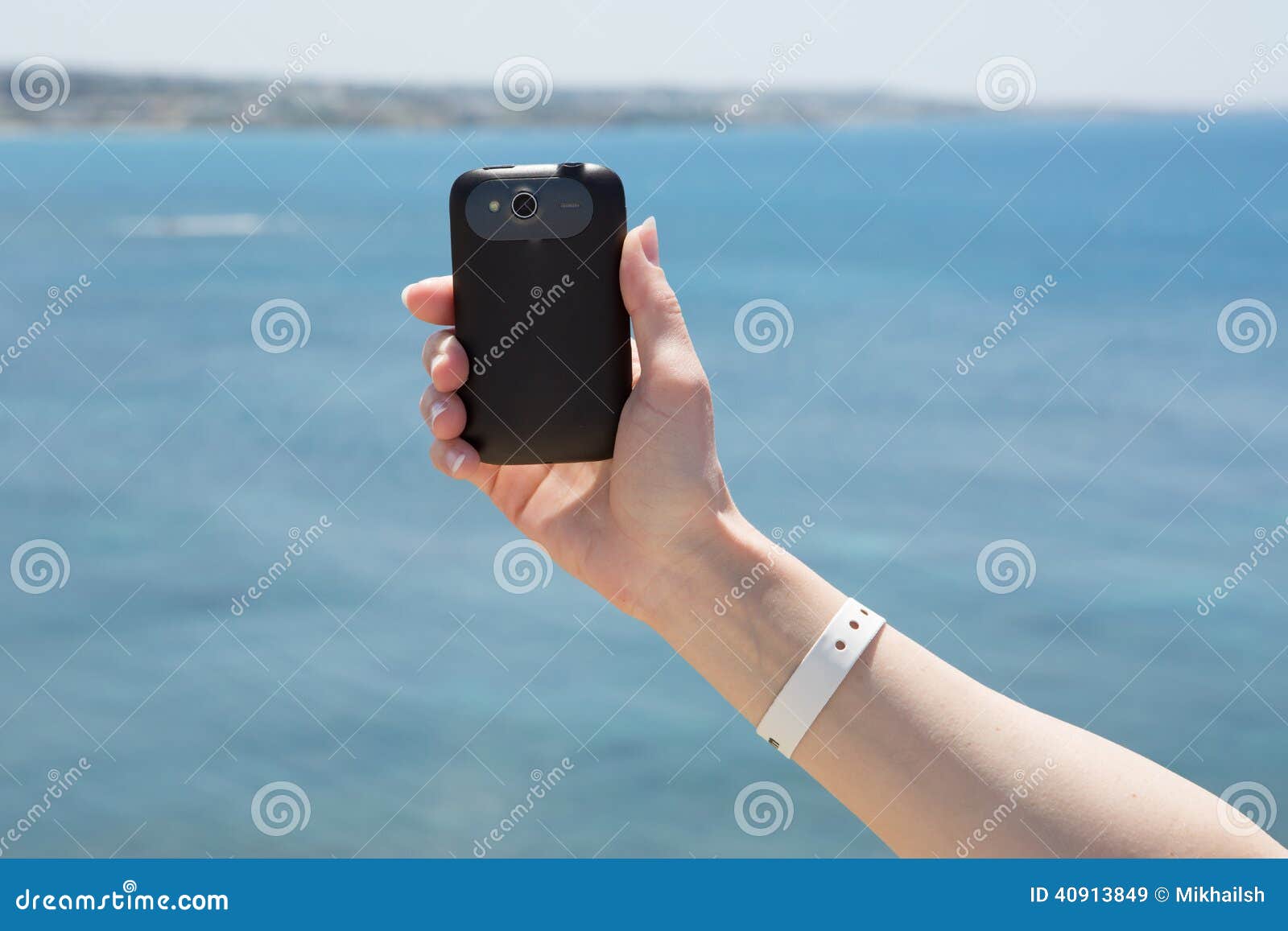 Hand with Smartphone Self Photographing Stock Image - Image of female ...