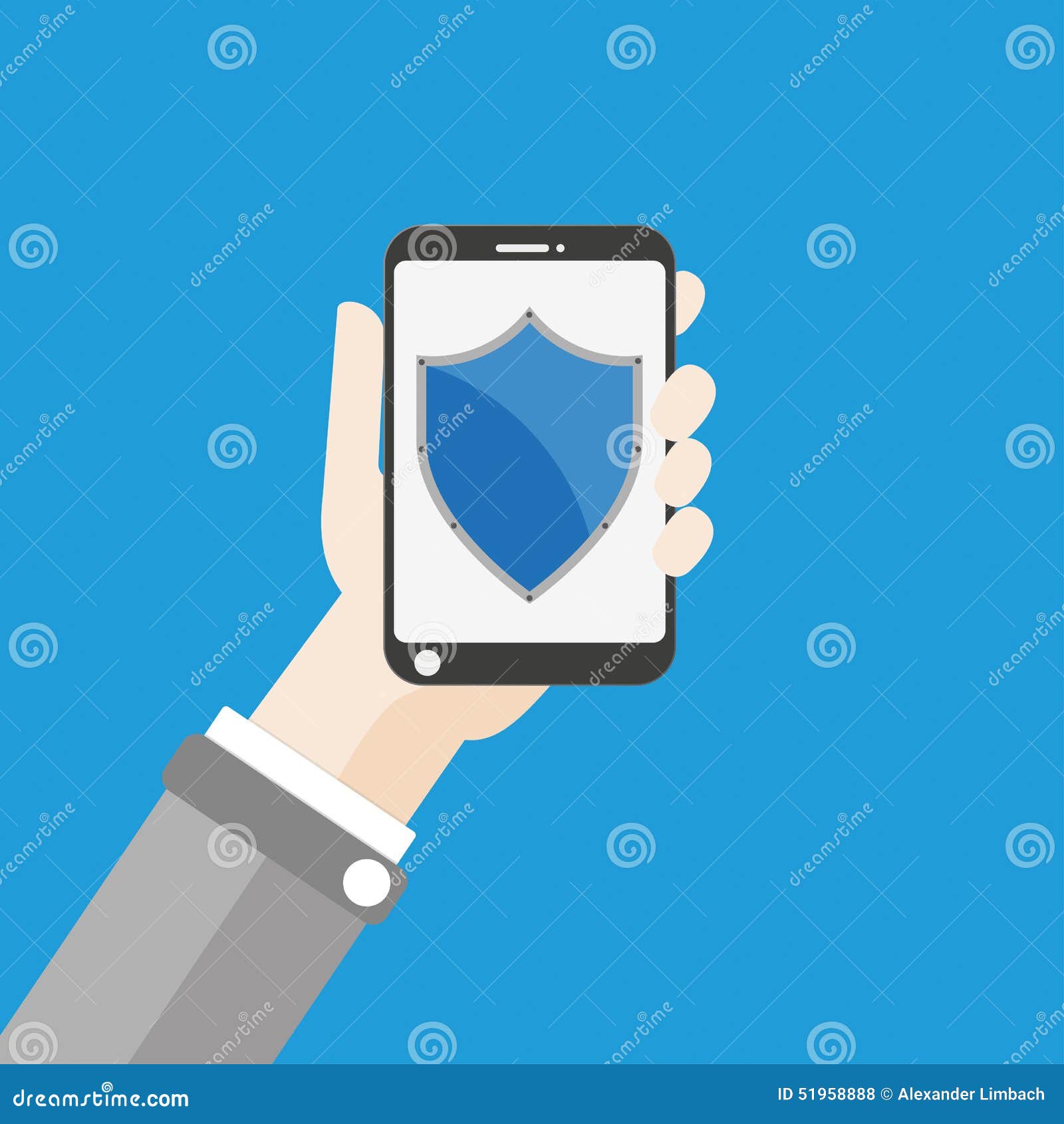 Hand Smartphone Shield Flat Stock Vector - Illustration of antivirus ...