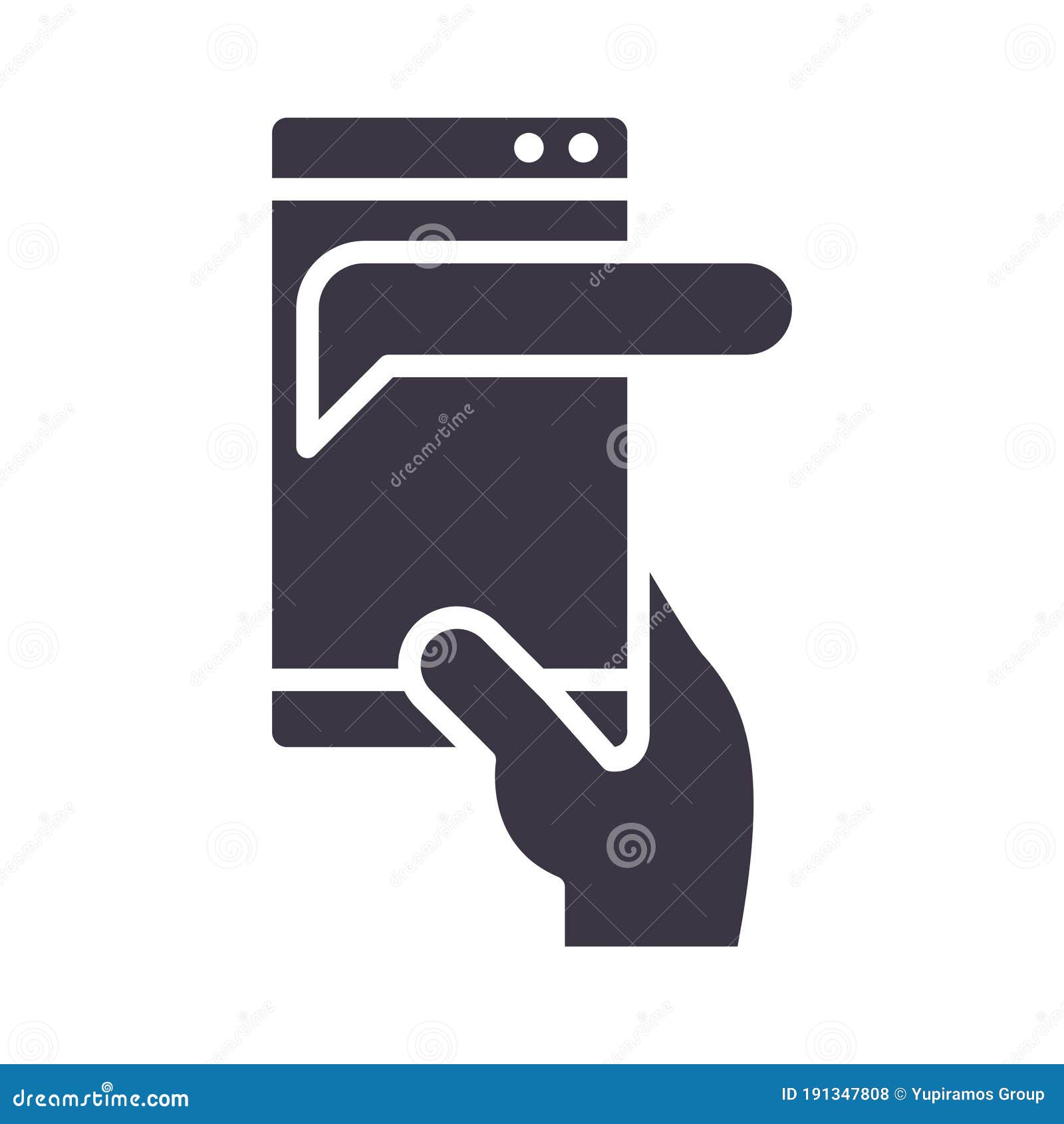 Hand with Smartphone Texting Device Technology Silhouette Style Design ...