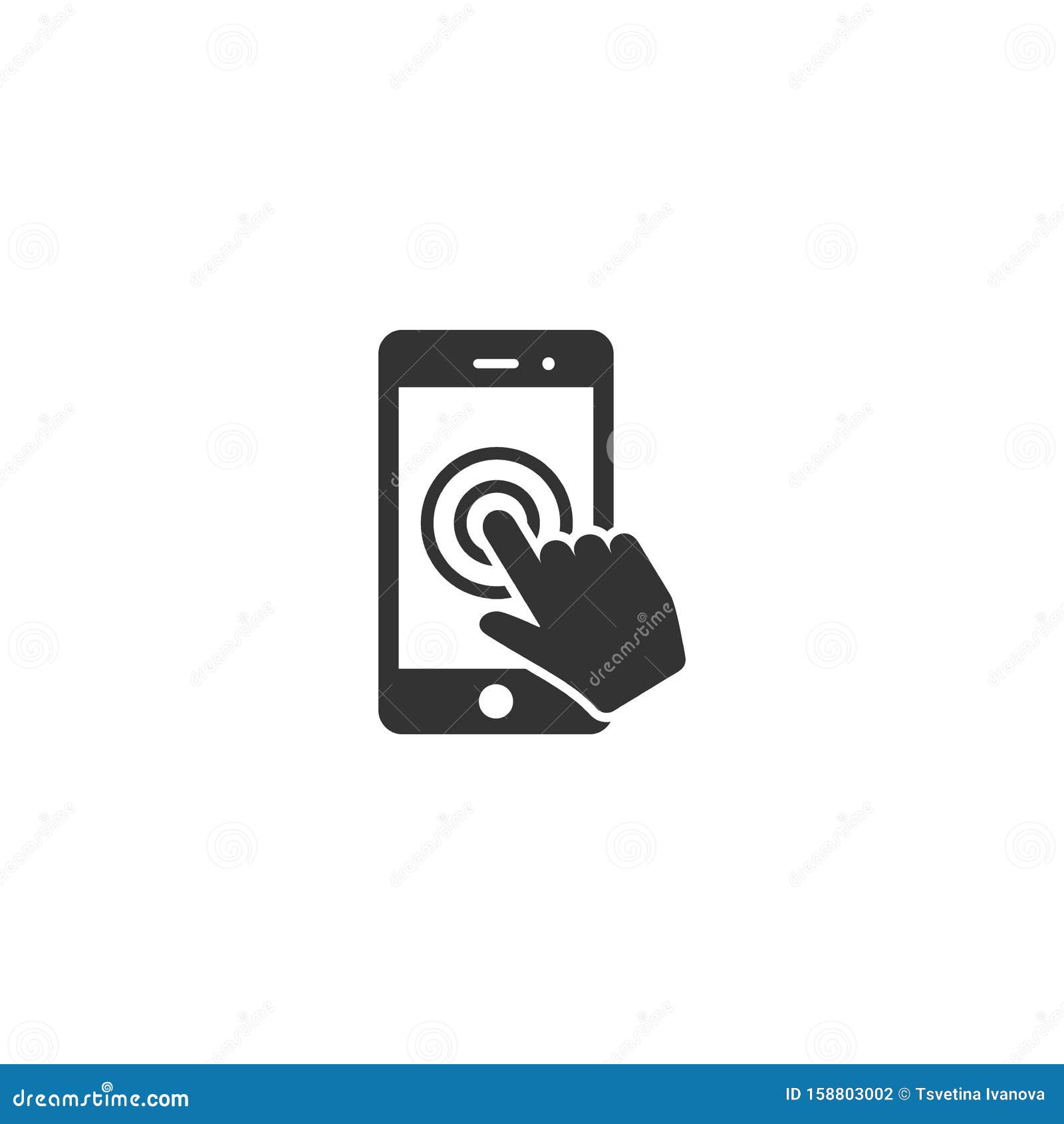 Hand and Smartphone Touchscreen Black Vector Icon. Stock Vector ...