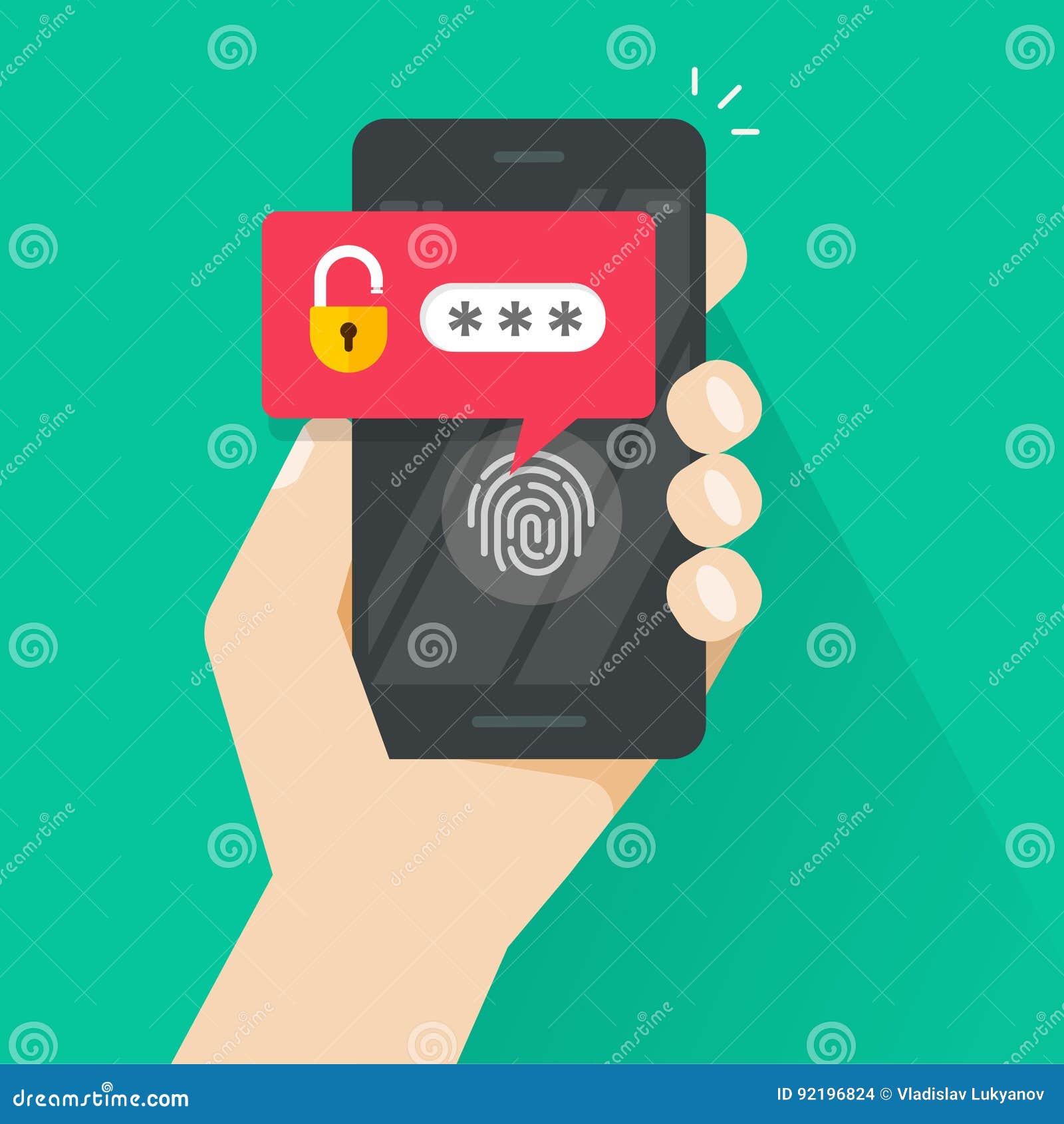 Hand with Smartphone Unlocked with Fingerprint Button and Password ... Hand with Smartphone Unlocked with Fingerprint Button and Password ...
