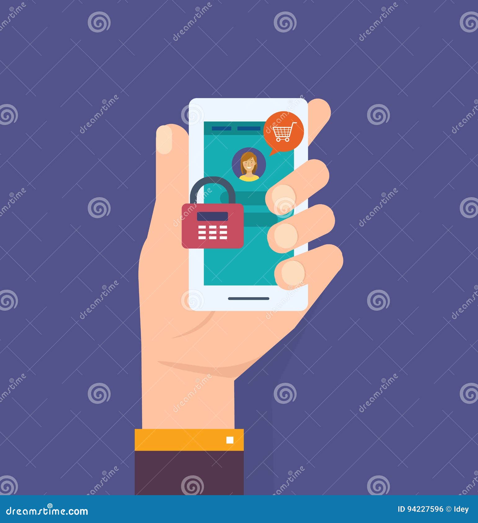 Hand with Smartphone Unlocked with Password Notification, Mobile Phone ...