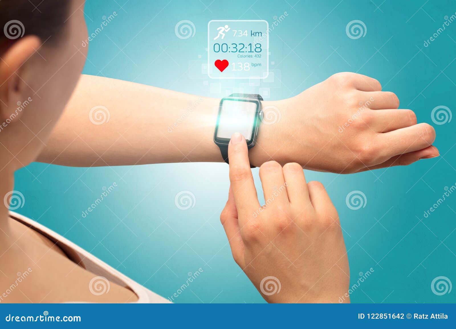 Hand smartwatch concept stock photo. Image of mobile - 122851642