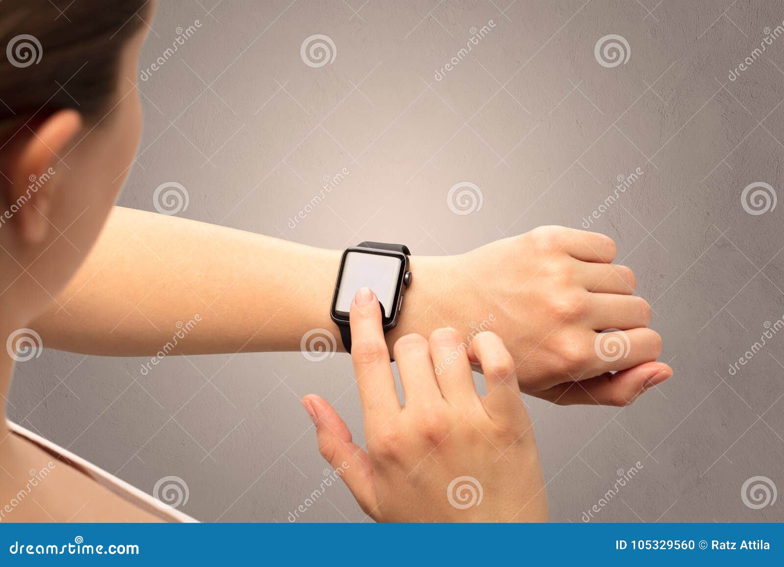 Hand with smartwatch stock photo. Image of blank, naked - 105329560