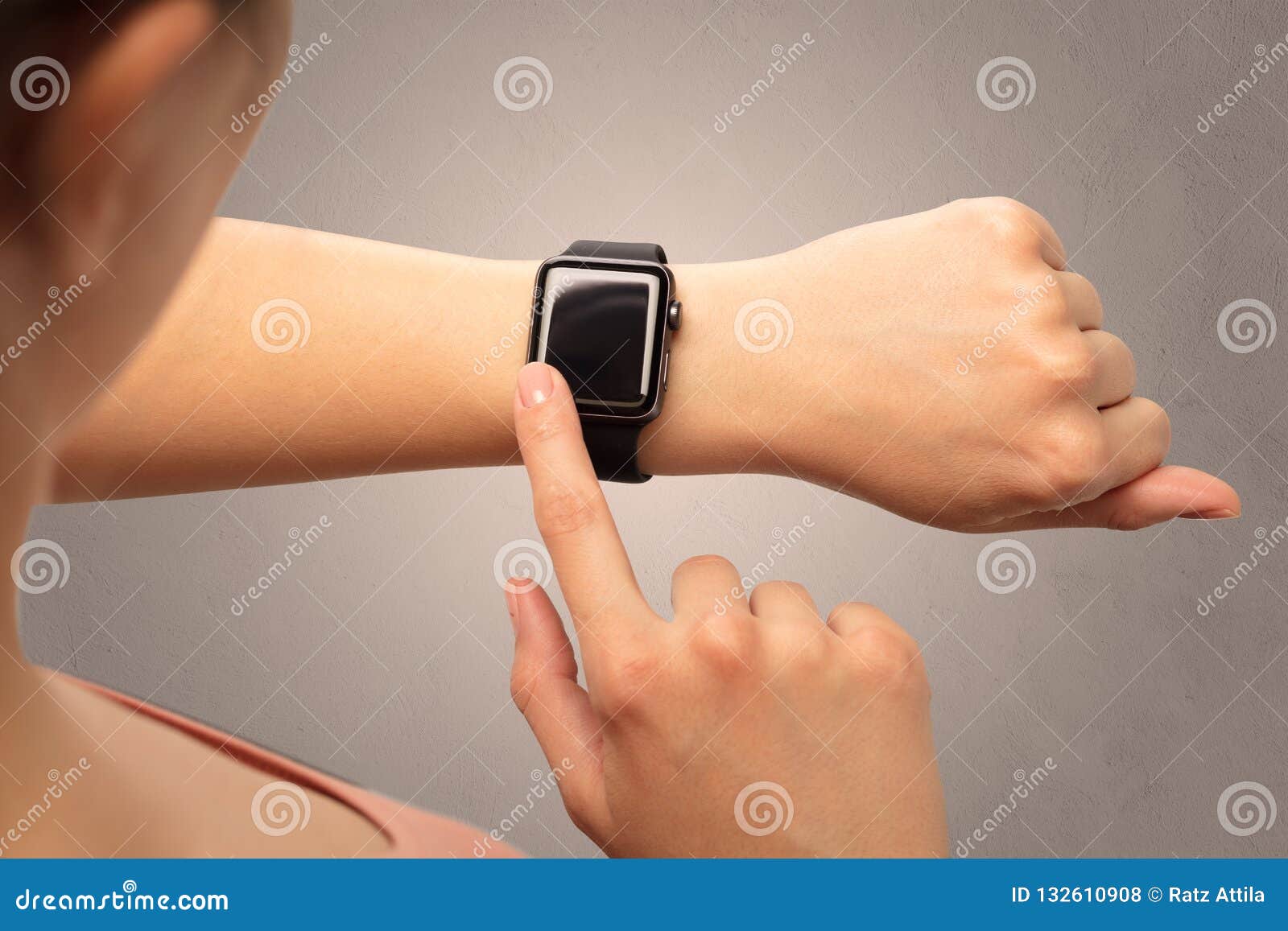 Hand with smartwatch stock photo. Image of hand, mean - 132610908