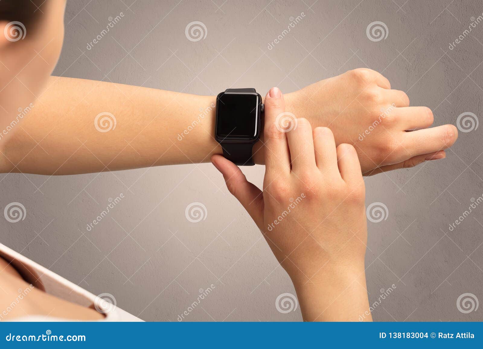 Hand with smartwatch stock photo. Image of gadget, innovation - 138183004