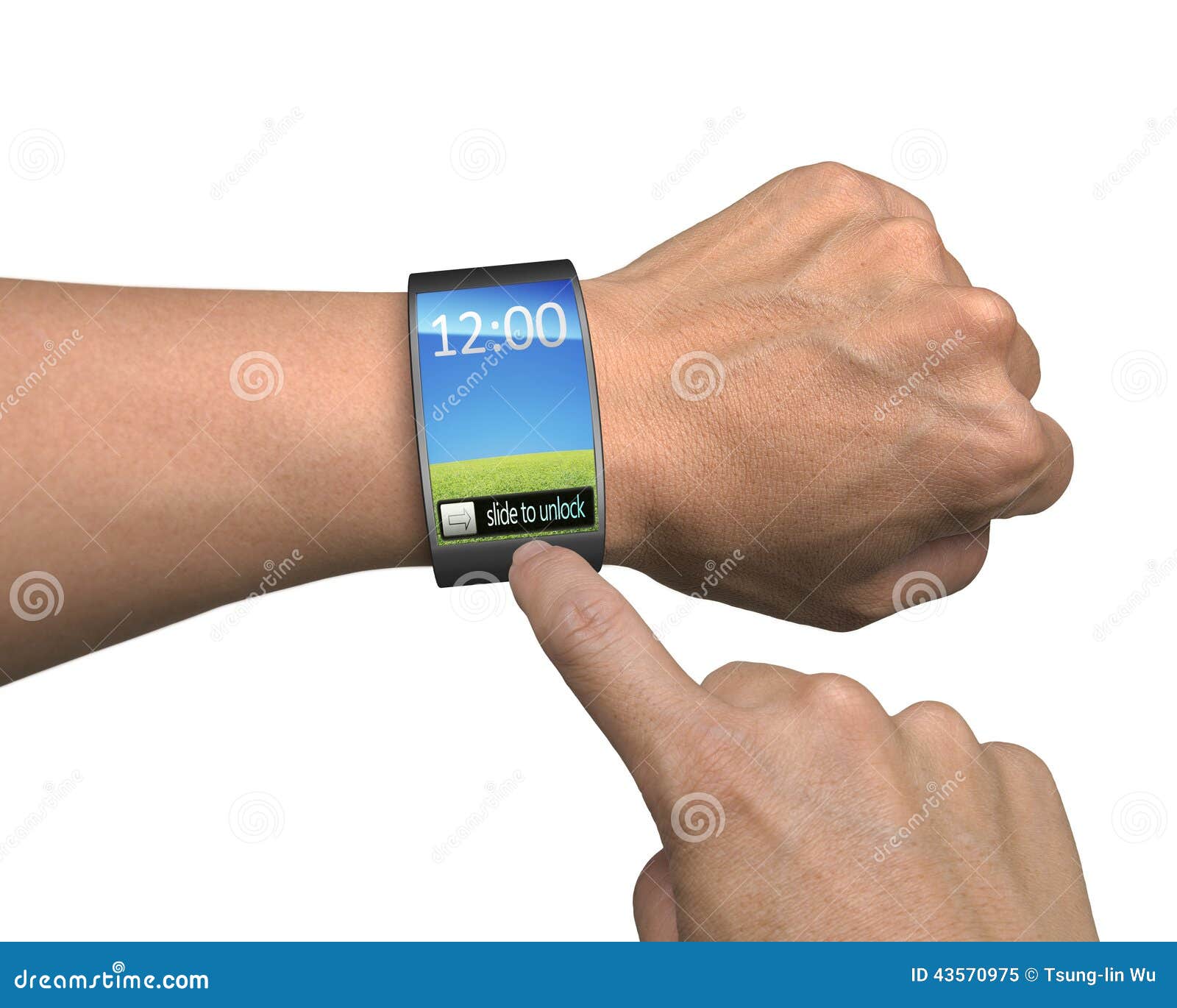 Hand With Smartwatch And Virtual Screen Projection Stock Image ...