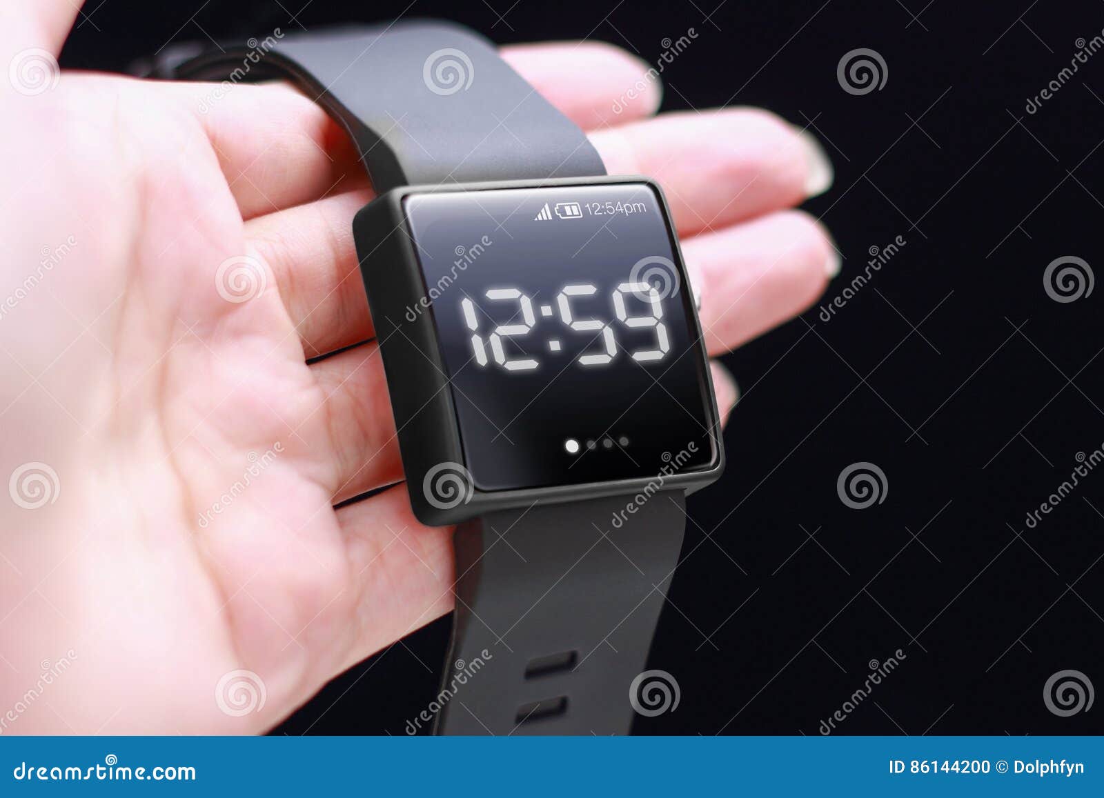 Hand with smartwatch. stock photo. Image of device, smartwatch - 86144200