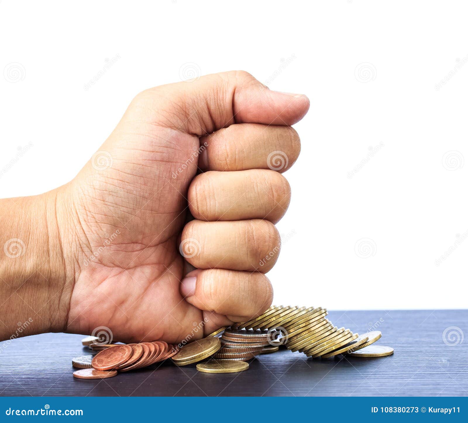 Hand Smash on Coin on White Stock Image - Image of smash, hammer: 108380273