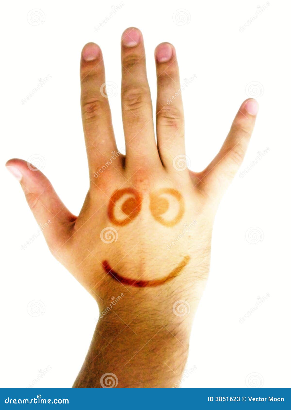 Hand with Smile Isolated on White Stock Illustration - Illustration of ...