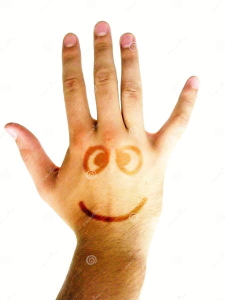 Hand with Smile Isolated on White Stock Illustration - Illustration of ...