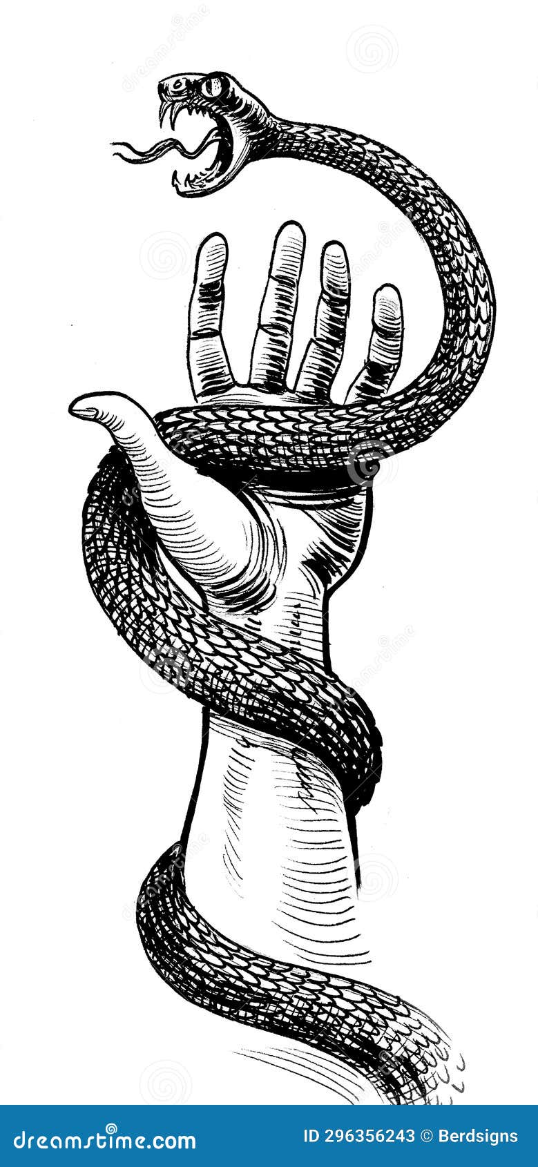 Hand and snake stock illustration. Illustration of retro - 296356243