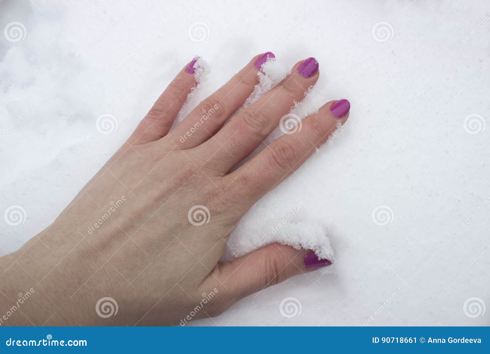 Hand on the snow stock image. Image of blue, closeup - 90718661