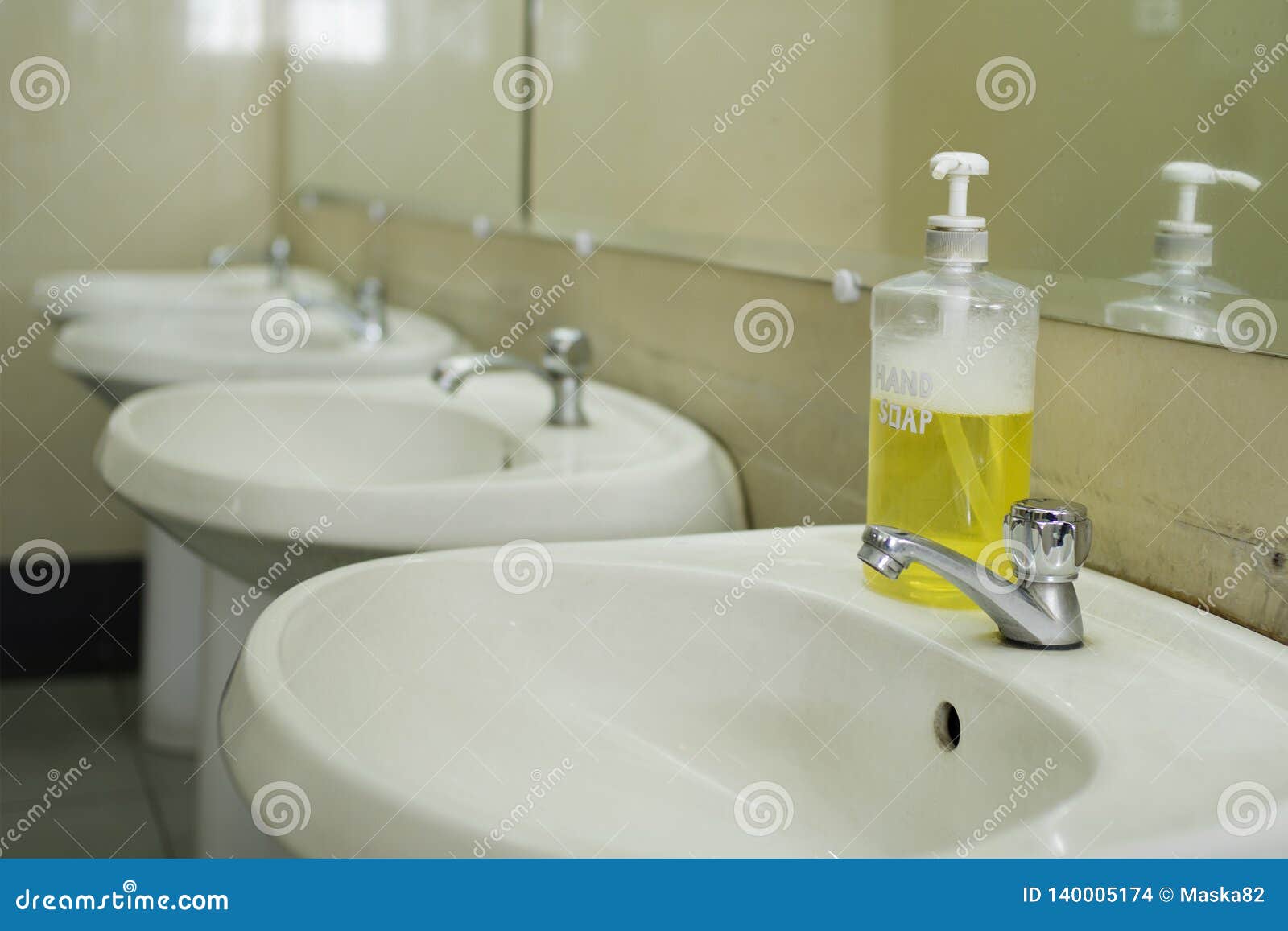 Hand soap in the lavatory stock photo. Image of white - 140005174