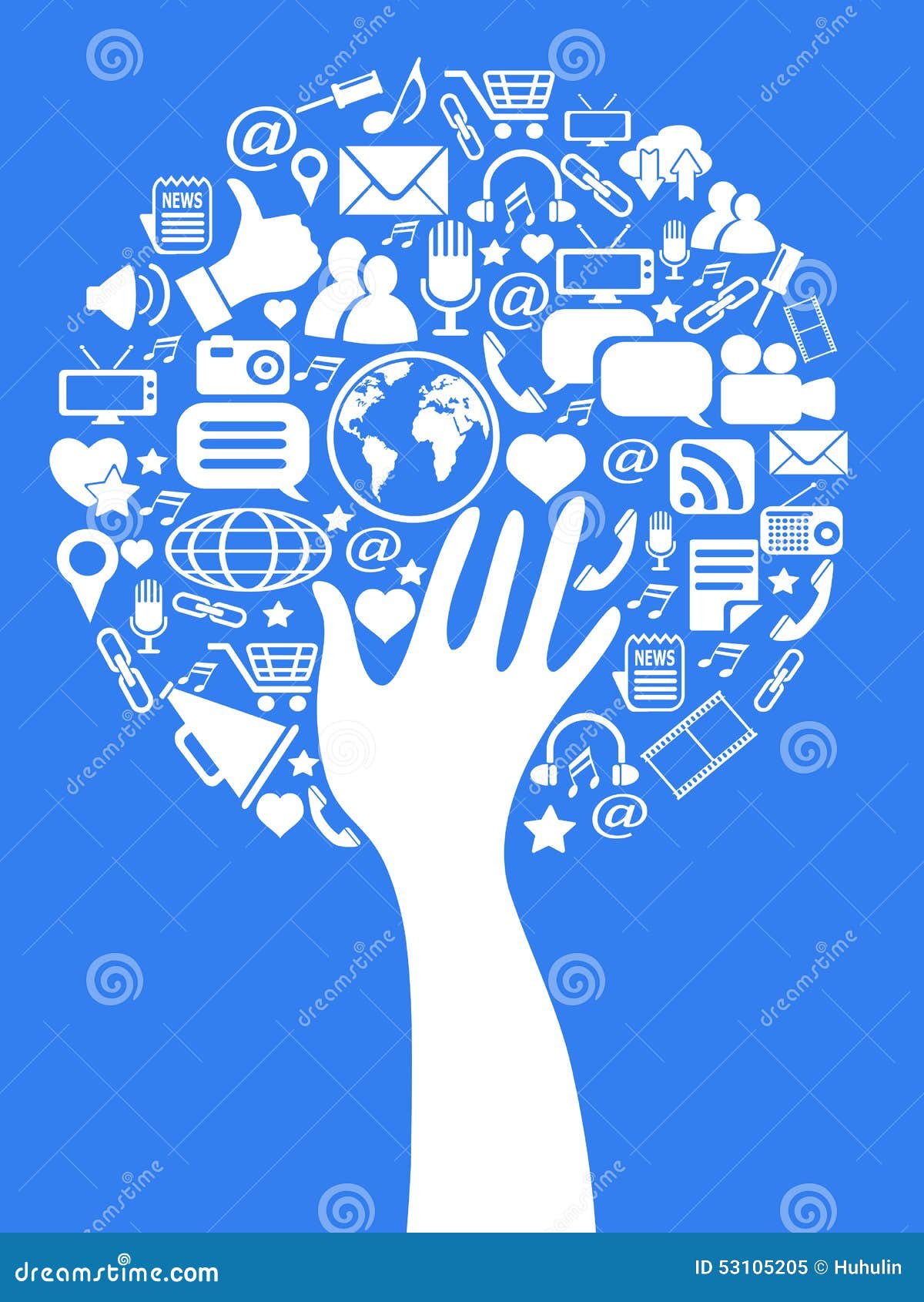 Hand social media tree stock vector. Illustration of bubble - 53105205
