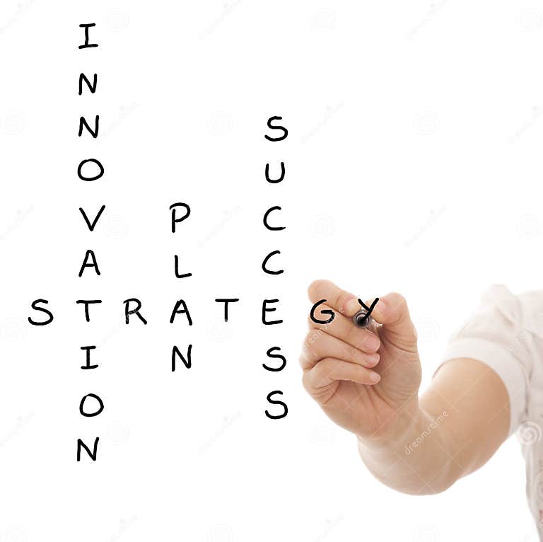 Hand Solving a Strategy Plan Stock Photo - Image of crossword, diagram ...
