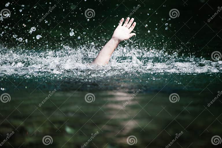 Hand of Someone Drowning and in Need of Help Stock Photo - Image of ...