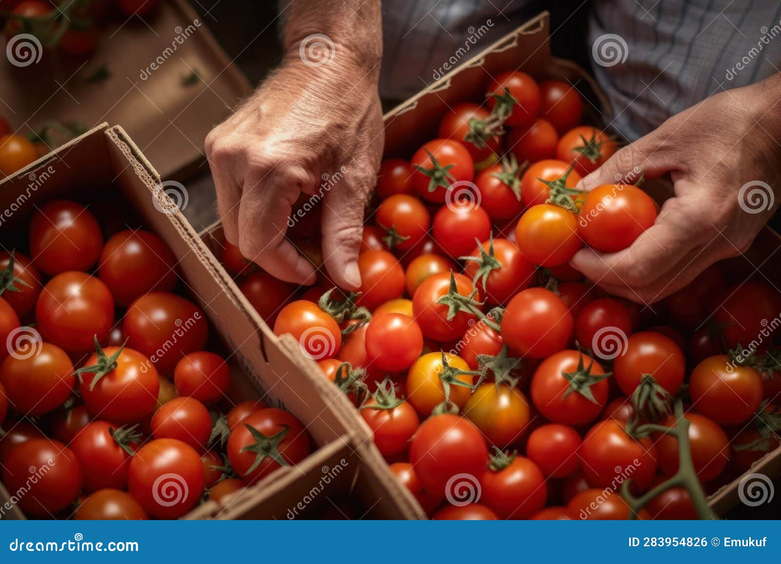 Hand Sorting Red Tomatoes Generative Ai Stock Illustration ...