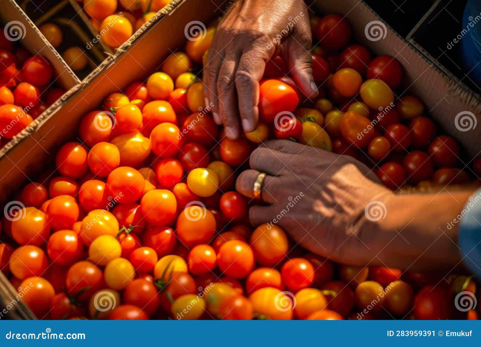 Hand Sorting Red Tomatoes Generative Ai Stock Image - Image of food ...
