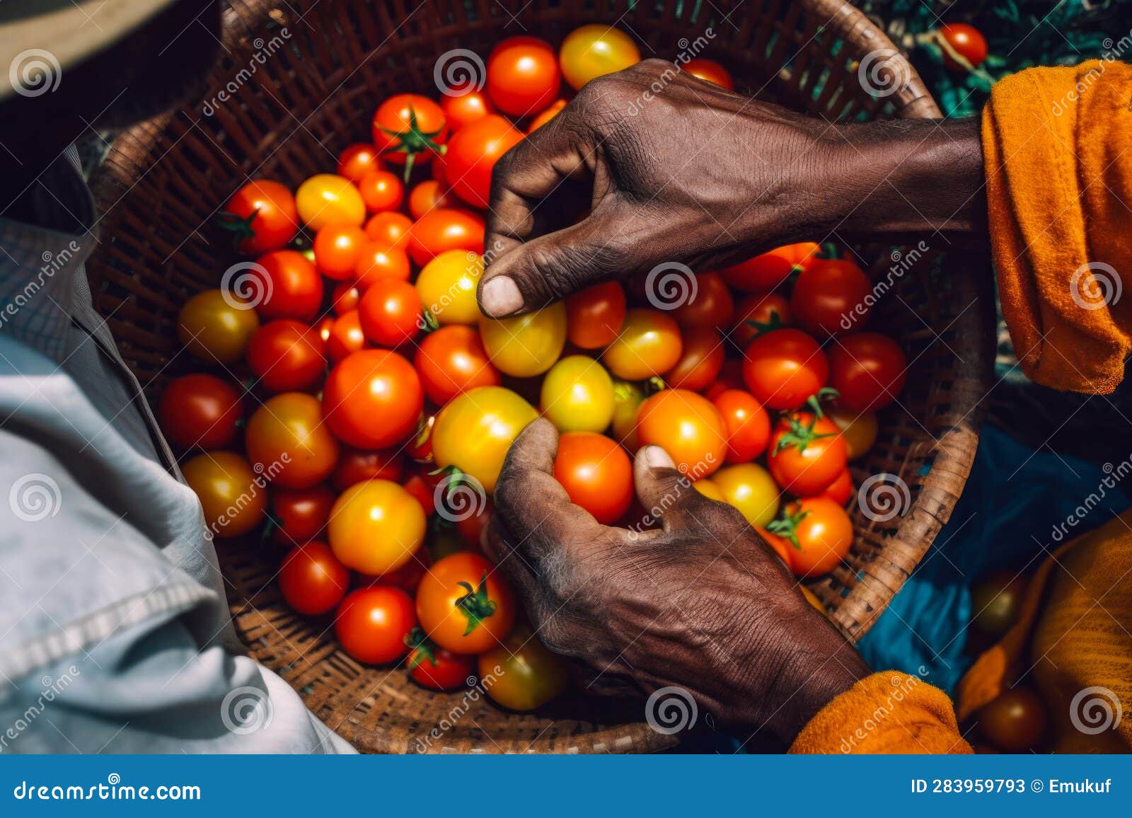 Hand Sorting Red Tomatoes Generative Ai Stock Illustration ...