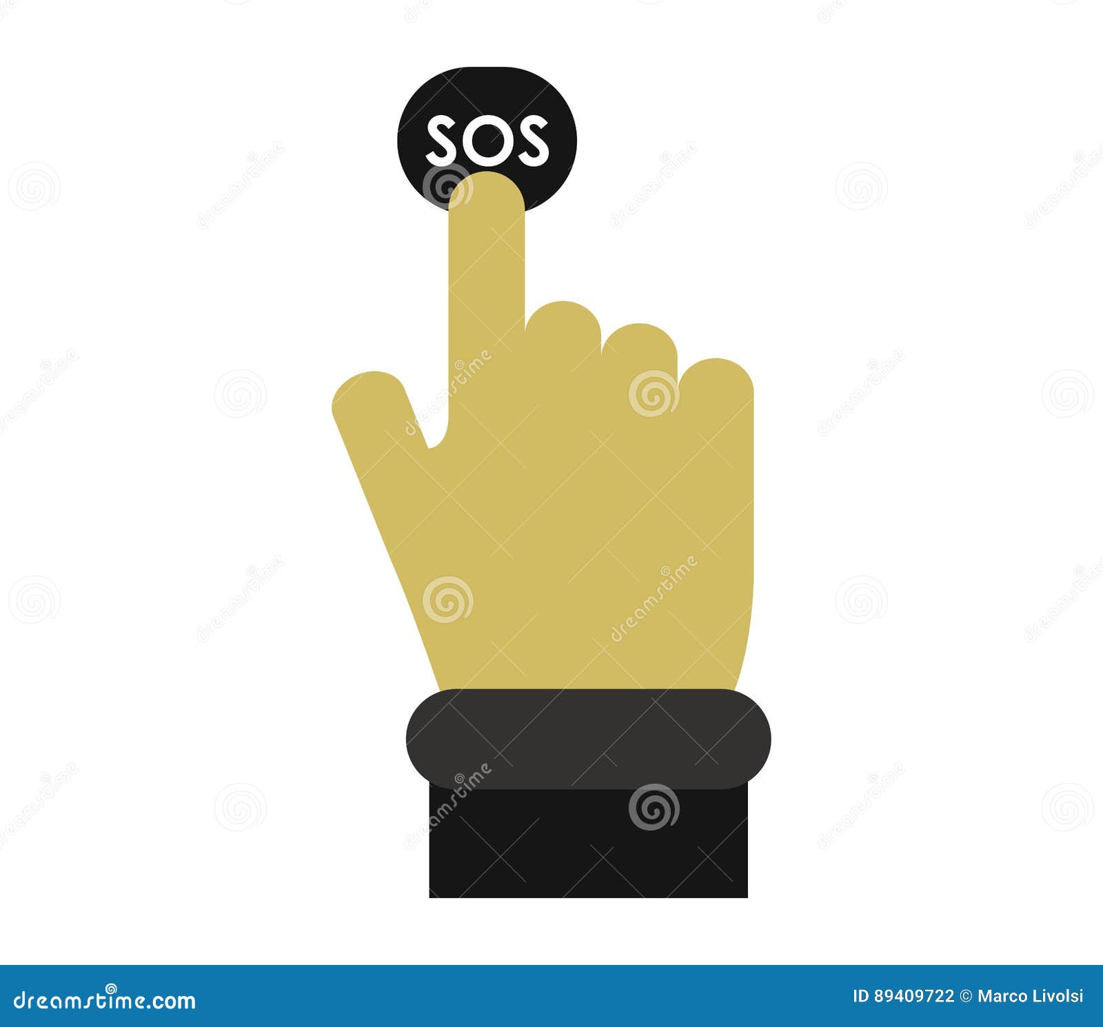 Hand Sos Button Press Illustrated Stock Illustration - Illustration of ...