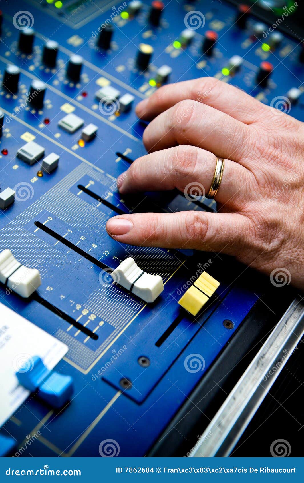 Hand on Sound Control Board Stock Photo - Image of mixer, detail: 7862684