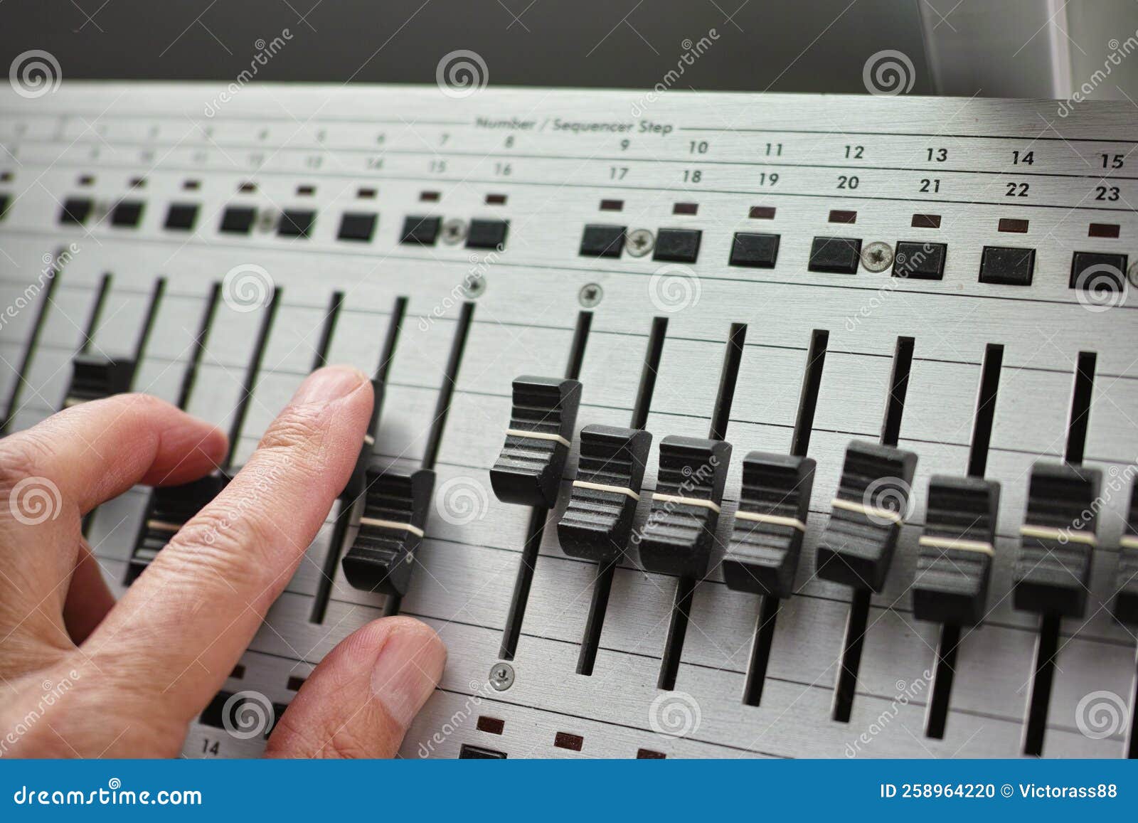 Hand of sound engineer stock photo. Image of hand, music - 258964220