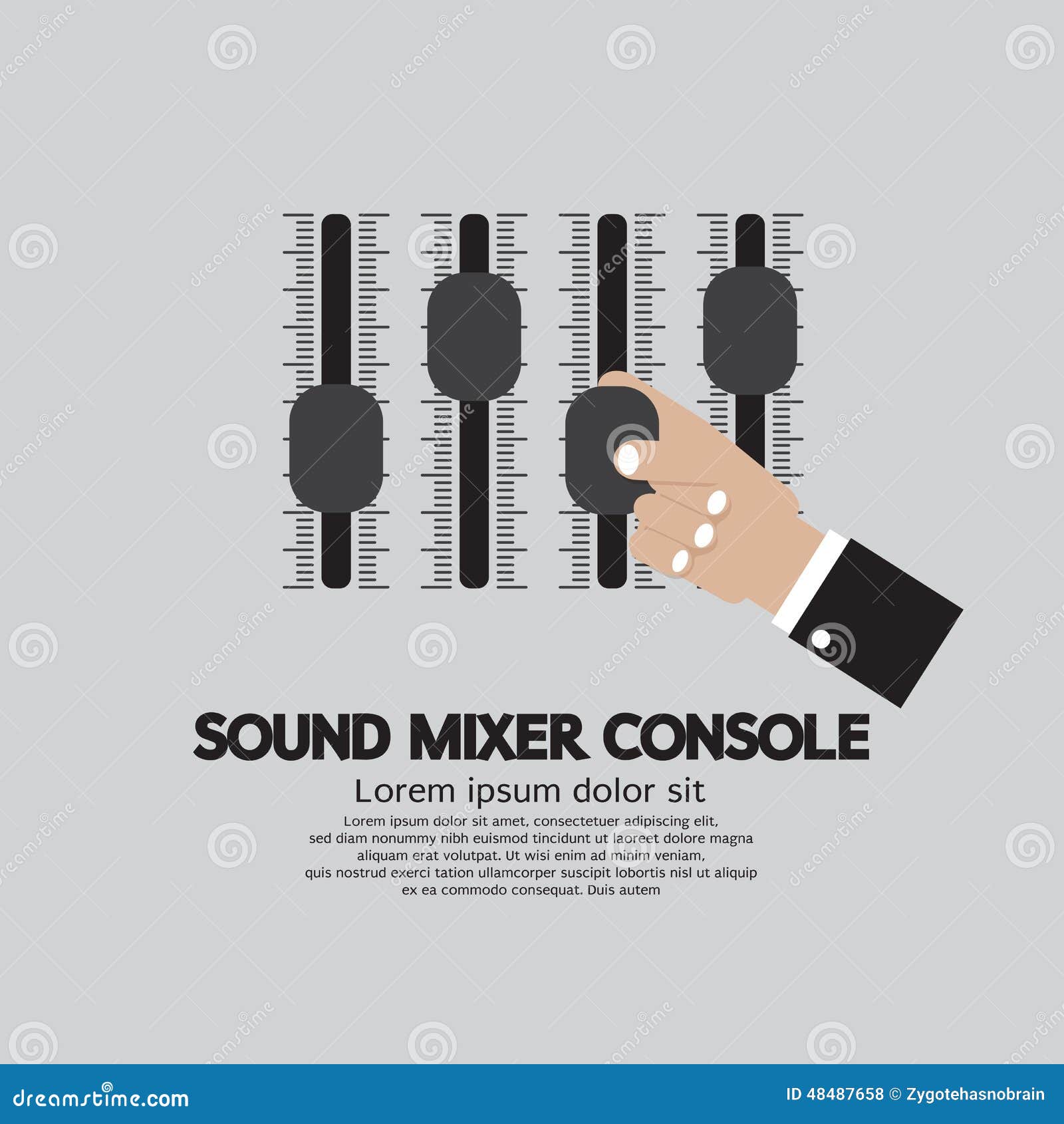Sound Mixer And Turntables Cartoon Illustration. Vector Graphic ...