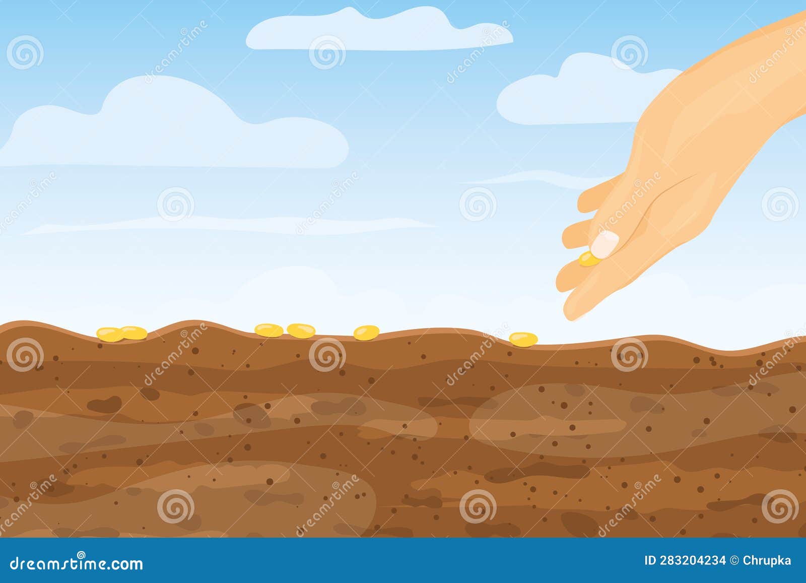 Hand Sowing Seeds To the Ground Stock Vector - Illustration of natural ...