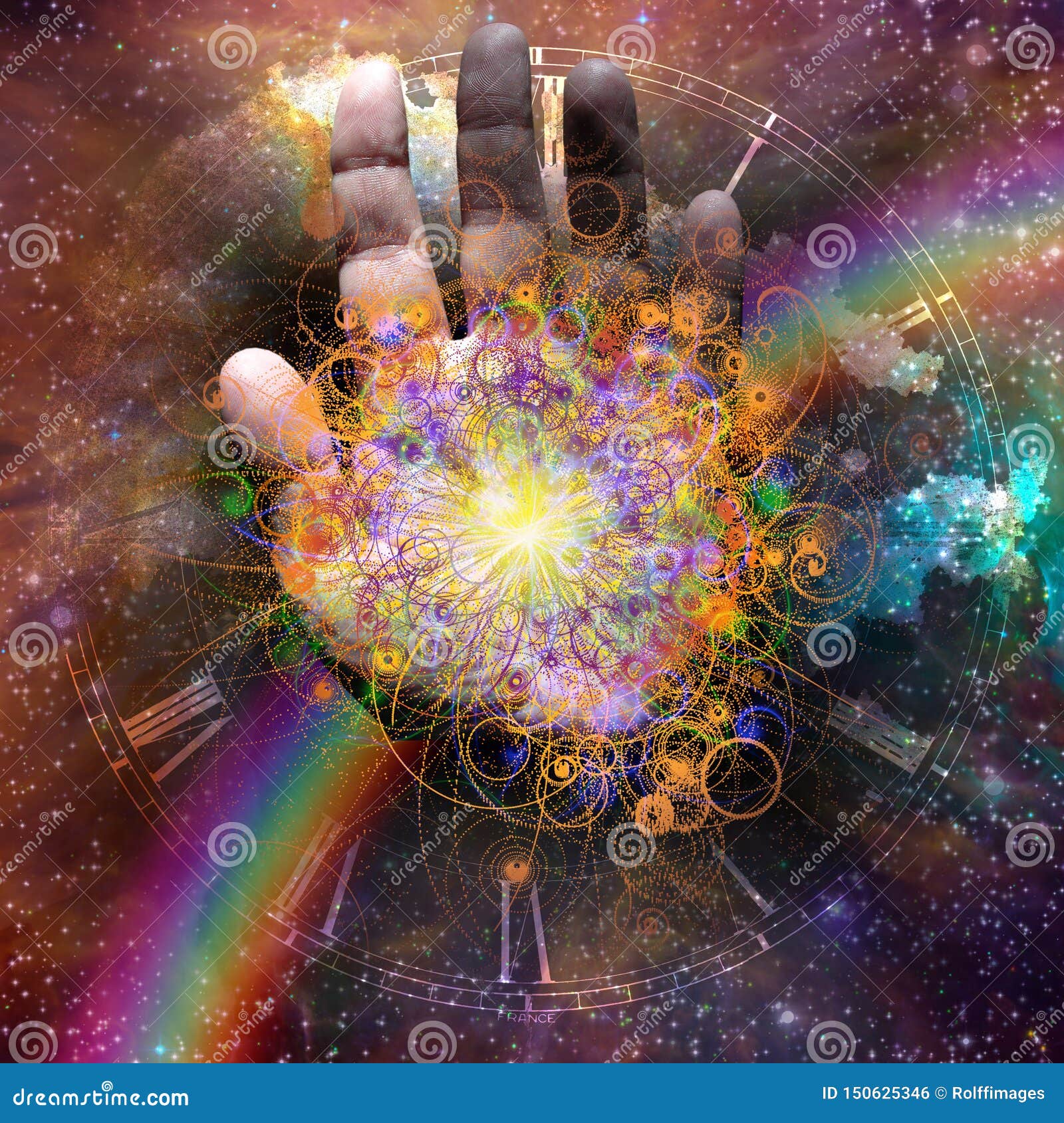 Hand in Space stock illustration. Illustration of line - 150625346