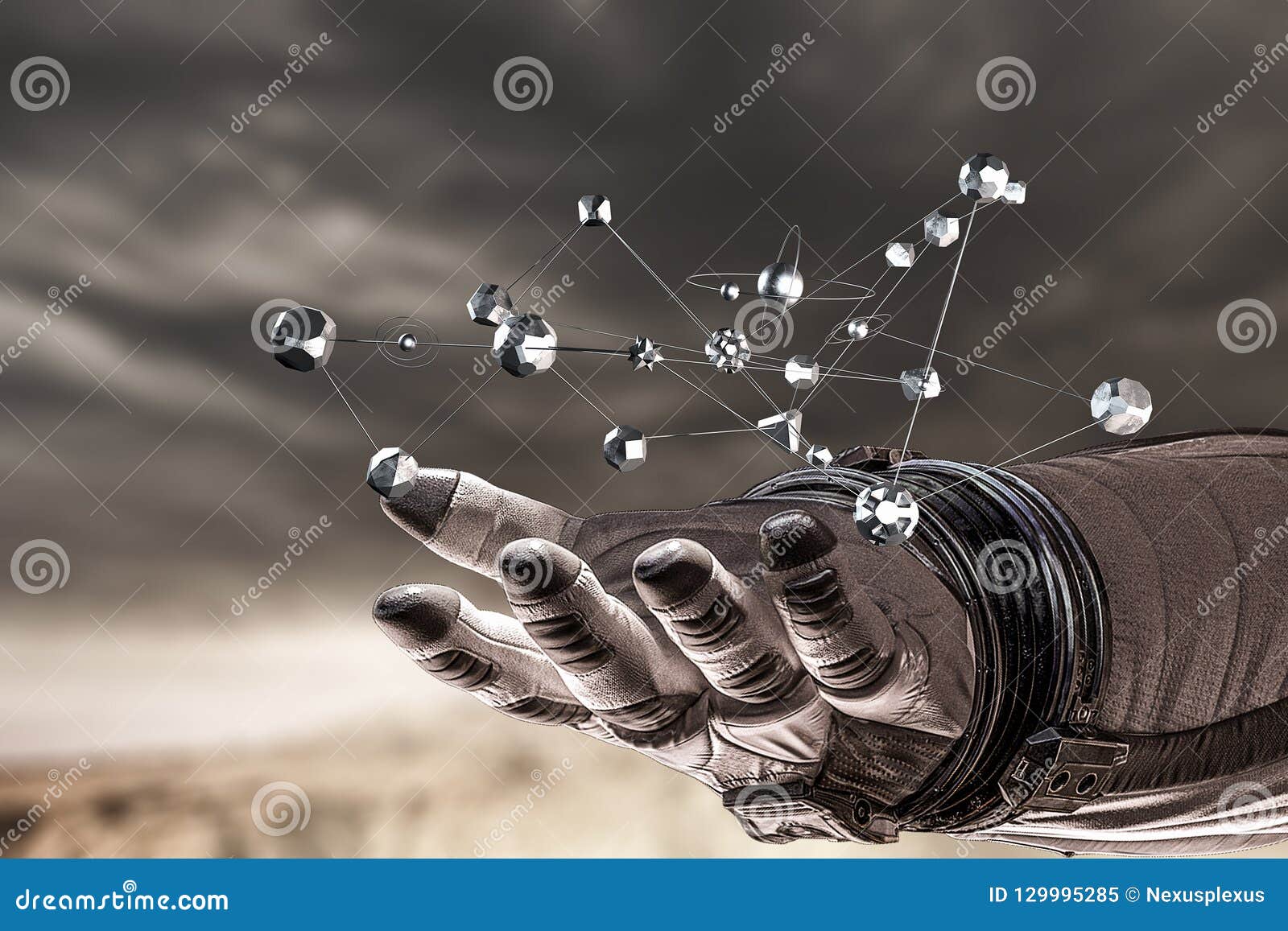 Hand of Spaceman. Mixed Media Stock Image - Image of distance ...