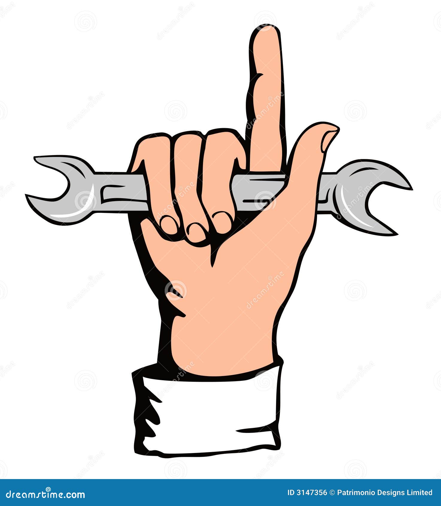 Hand with spanner stock vector. Illustration of symbol - 3147356