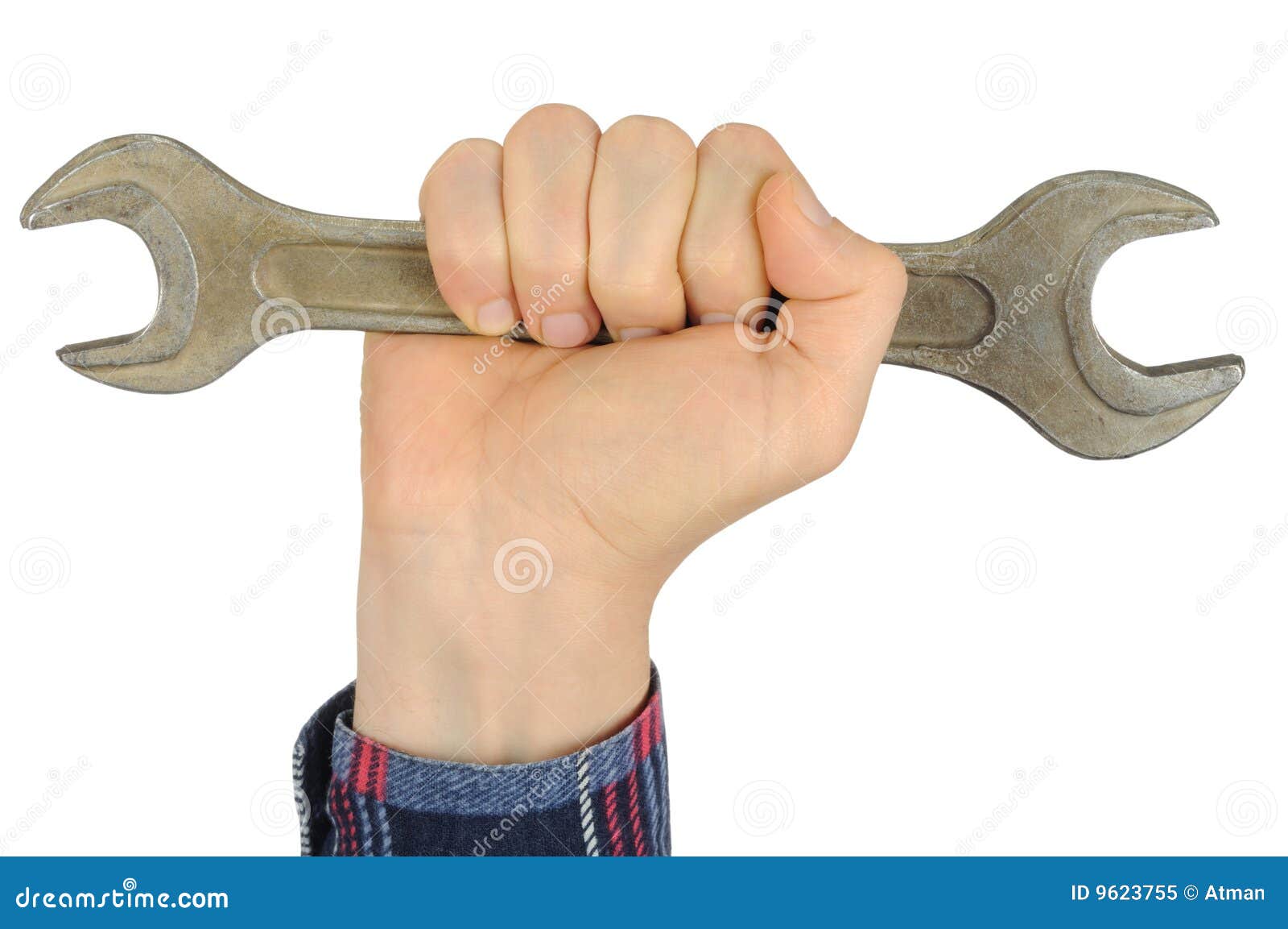 Hand with Spanner stock image. Image of tool, isolated - 9623755